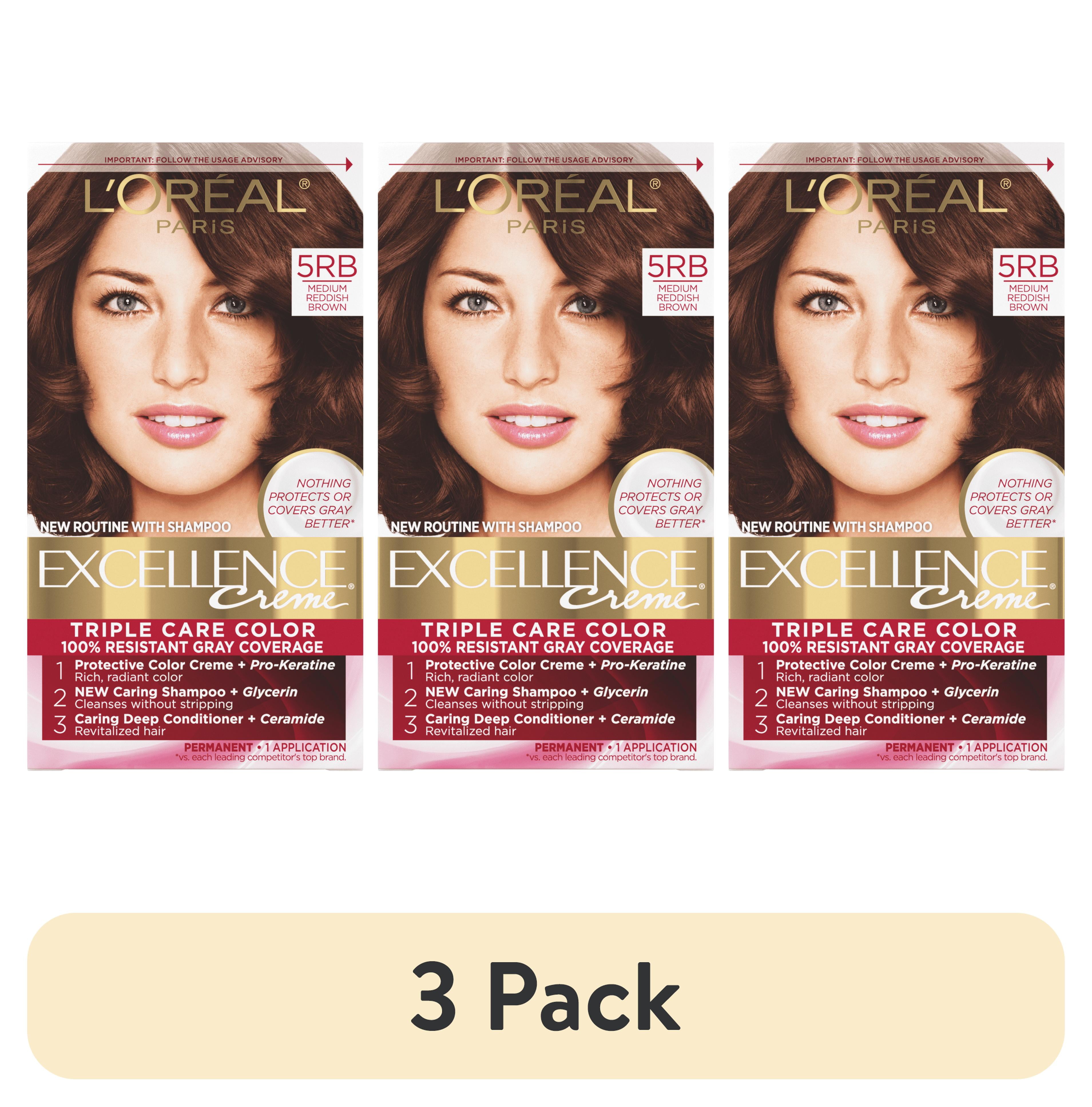 (3 pack) L'Oreal Paris Excellence Creme Permanent Hair Color, 5RB ...