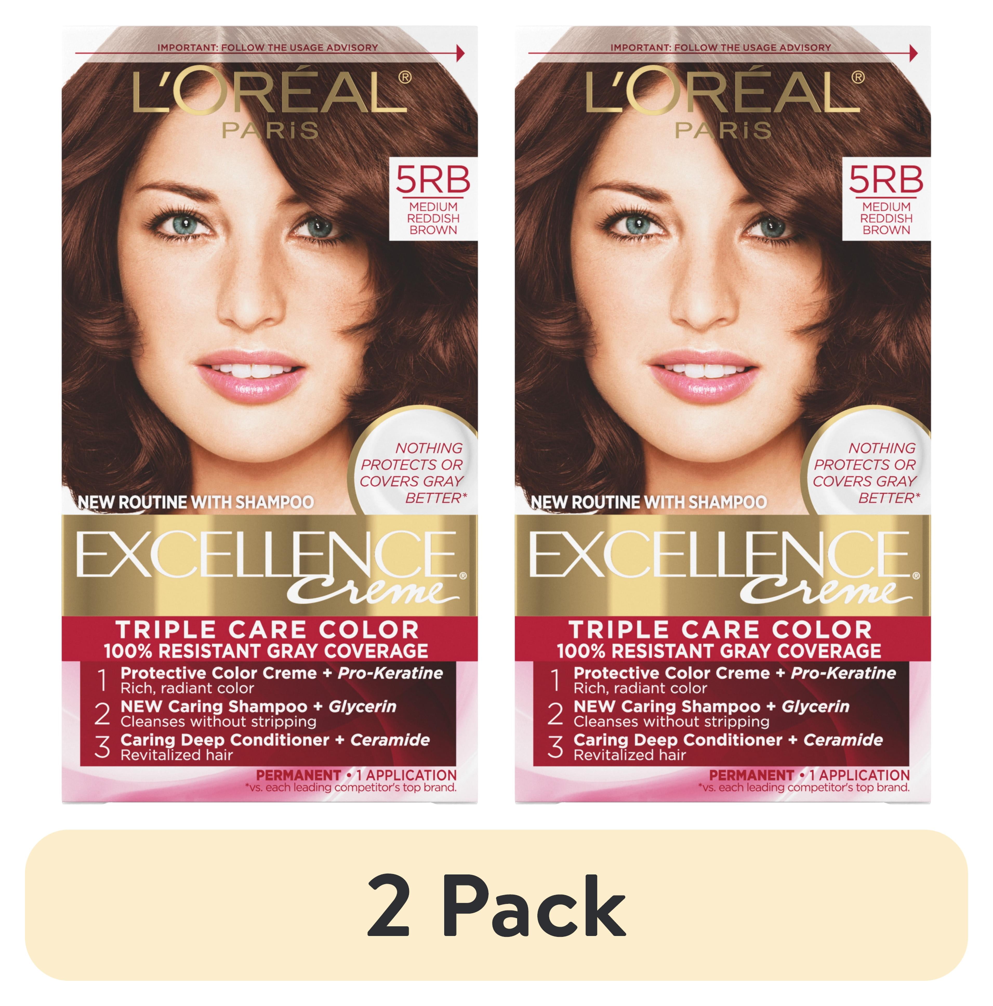(2 pack) L'Oreal Paris Excellence Creme Permanent Hair Color, 5RB ...