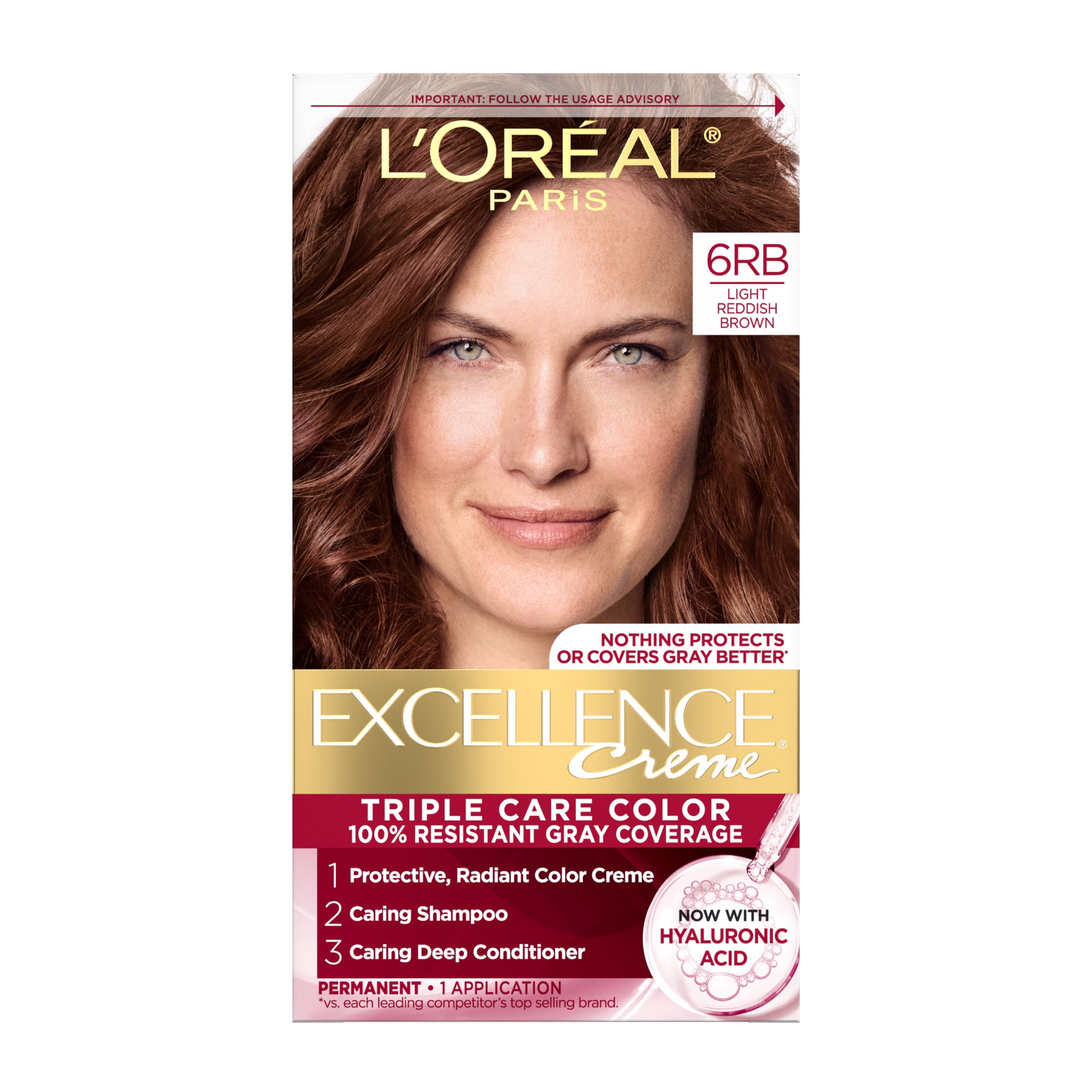 L'Oreal Paris Excellence Creme Permanent Hair Color, Triple Care, 6RB ...