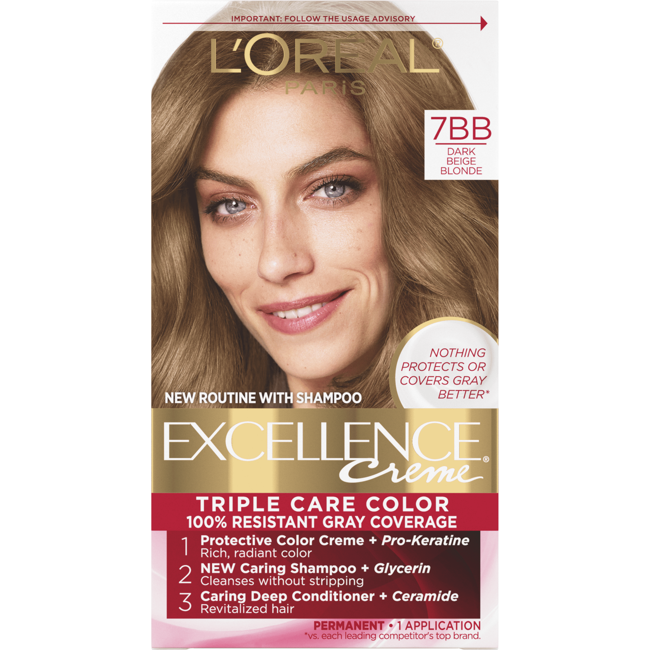 L'Oreal Paris Excellence Creme Permanent Hair Color, 7BB Dark Beige ...