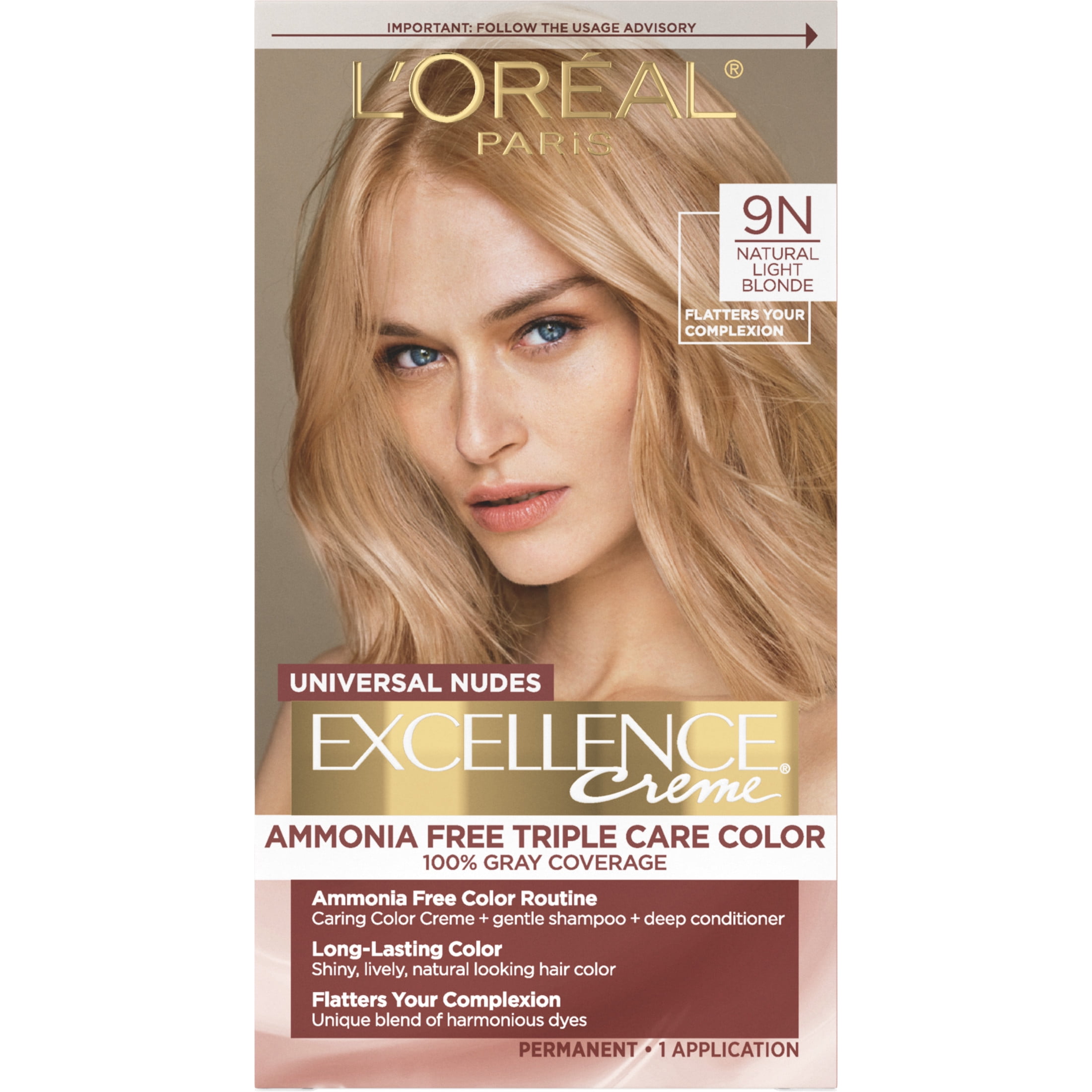 L'Oreal Paris Excellence Universal Nudes Permanent Hair Color 9N Light ...
