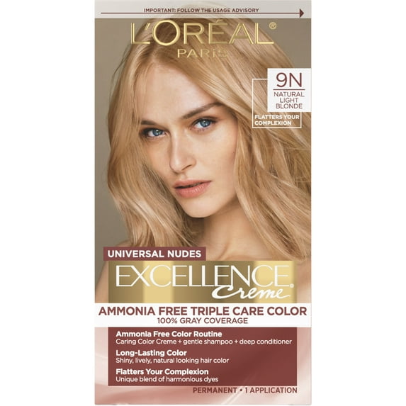 L'Oreal Paris Excellence Universal Nudes Permanent Hair Color 9N Light ...