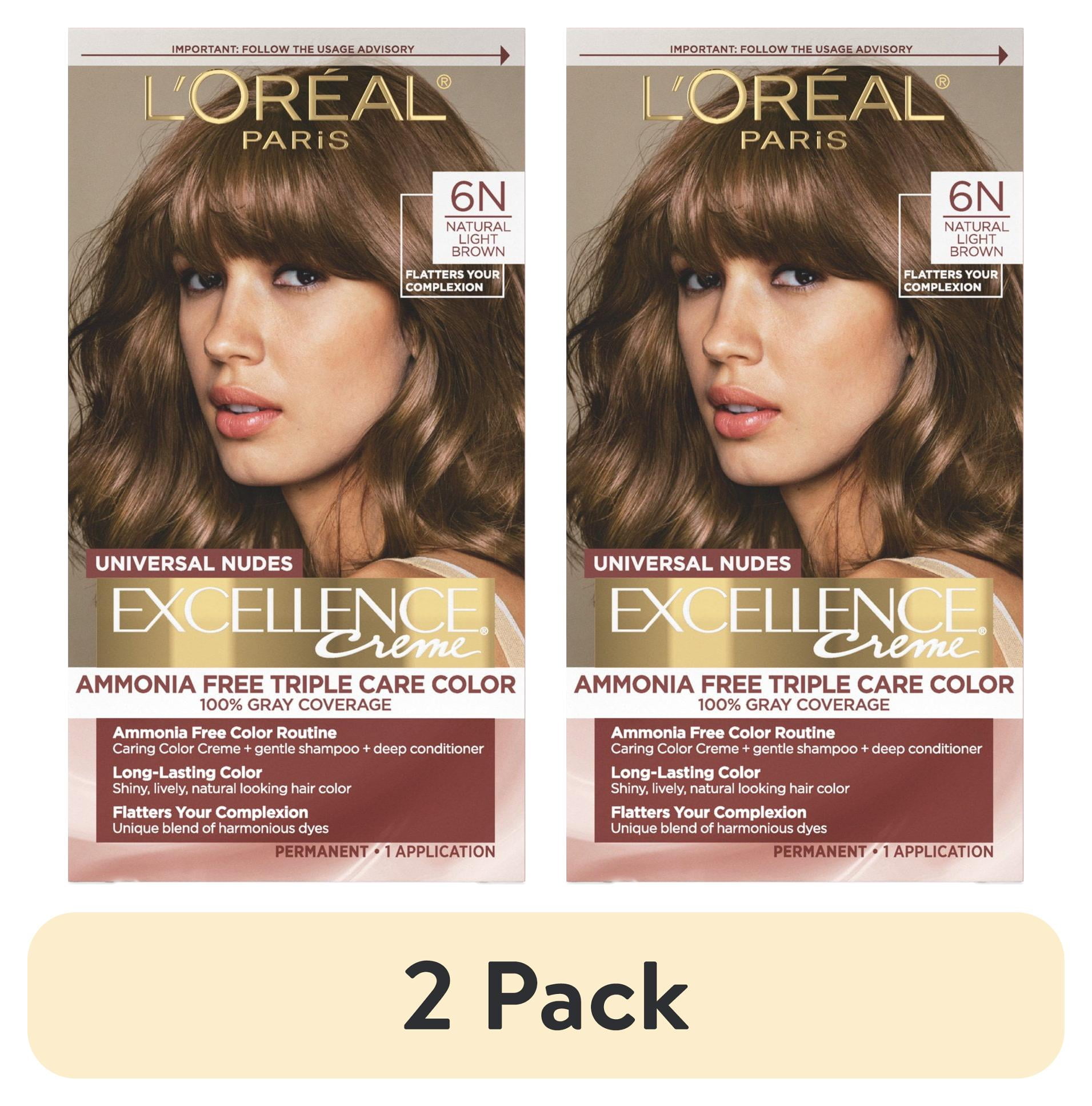 (2 pack) L'Oreal Paris Excellence Universal Nudes Permanent Hair Color ...