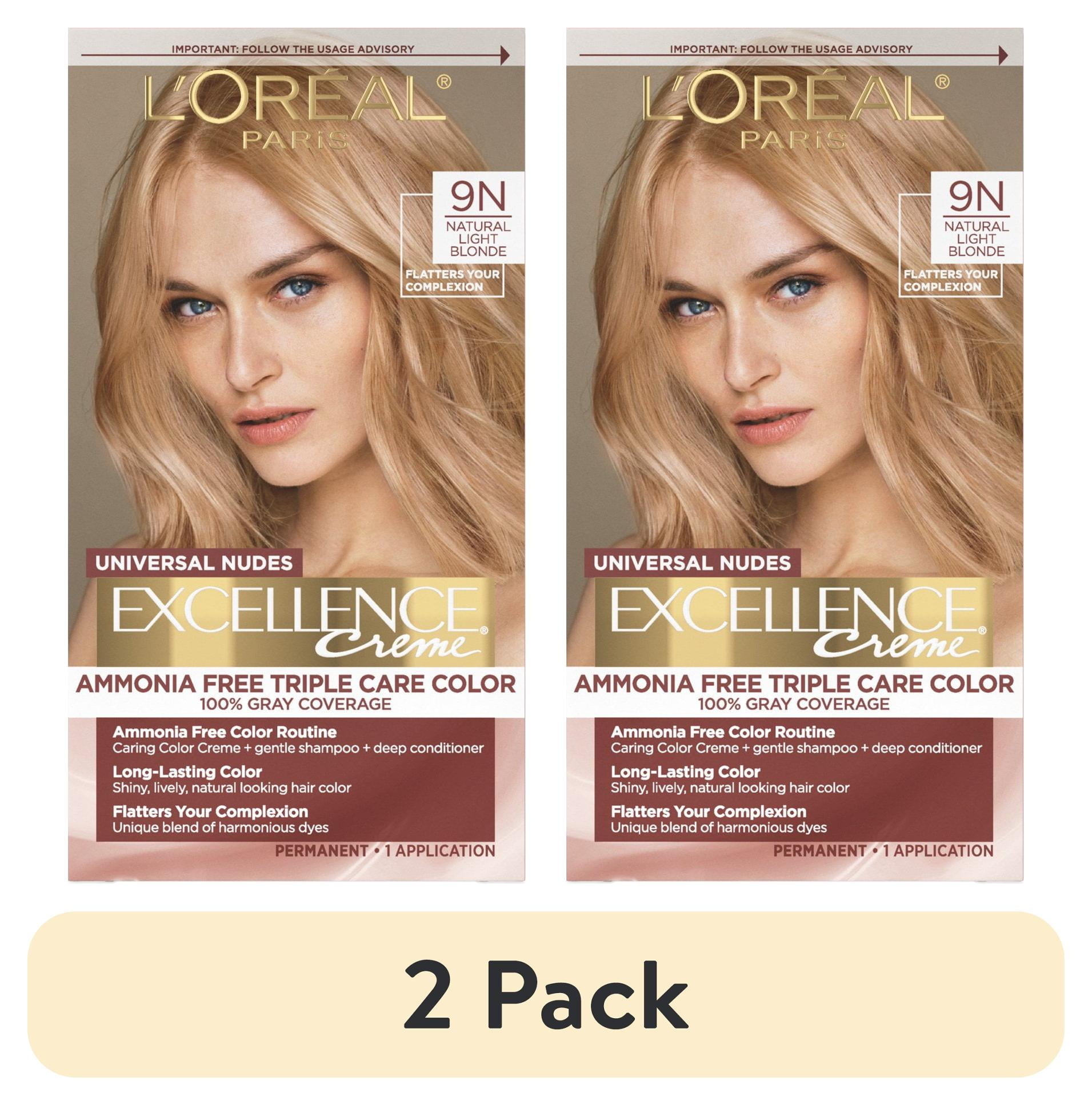 (2 pack) L'Oreal Paris Excellence Universal Nudes Permanent Hair Color ...