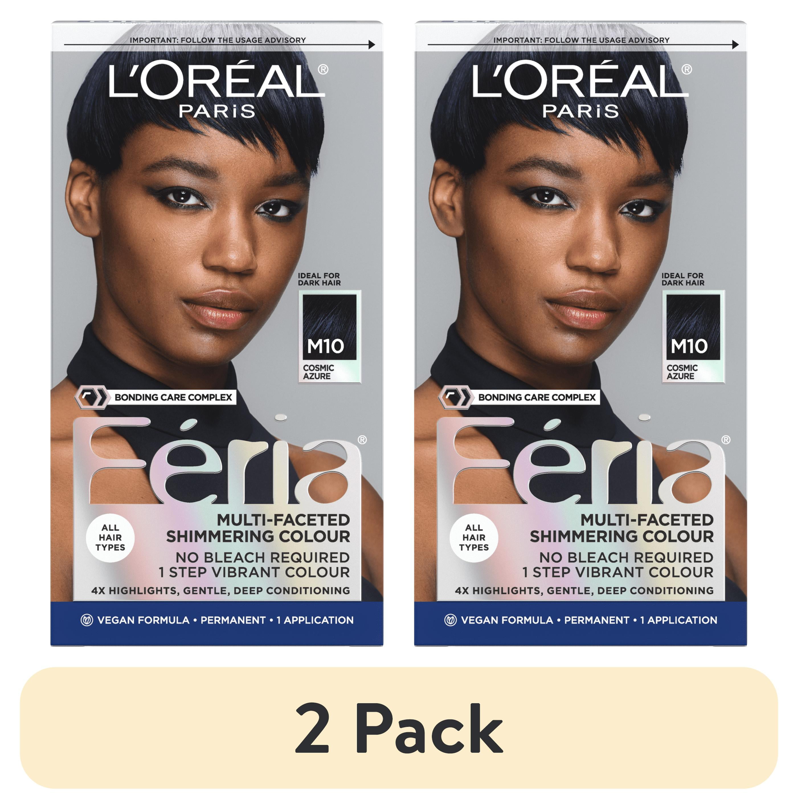 (2 pack) L'Oreal Paris Feria Midnight Bold Hair Color, M10 Cosmic Azure ...