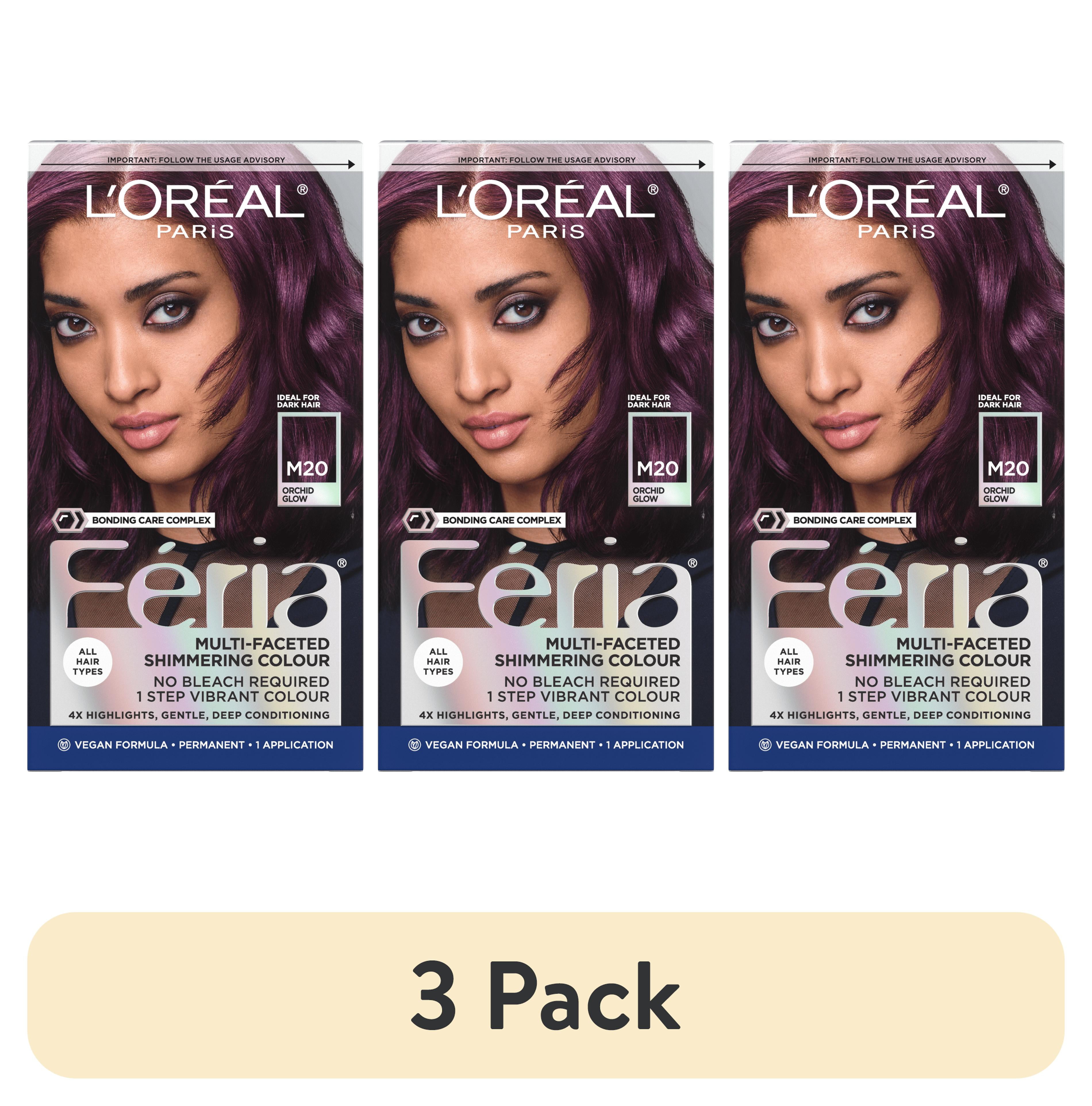 (3 pack) L'Oreal Paris Feria Permanent Hair Color, M20 Orchid Glow, 40 ...