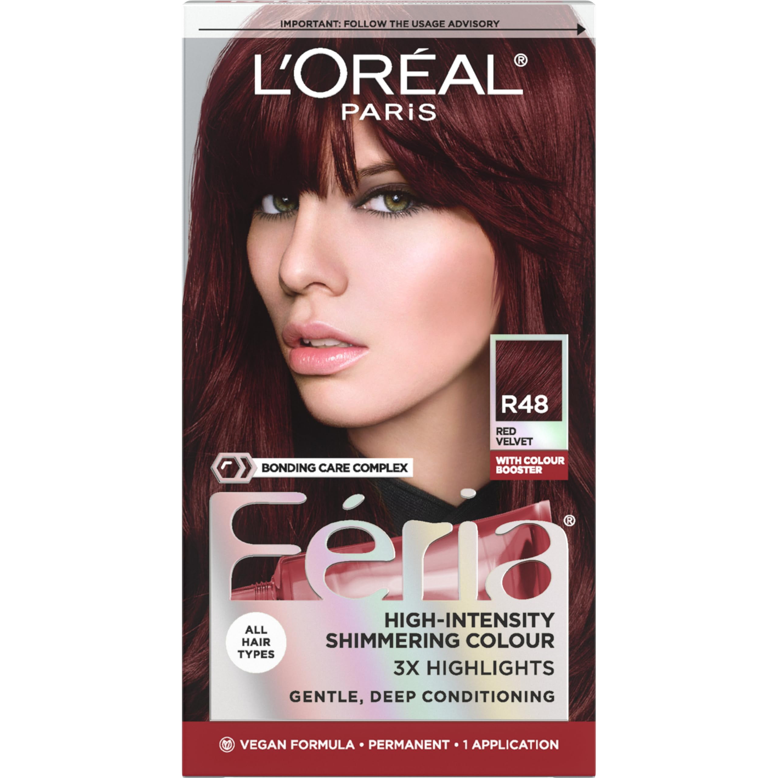 L'Oreal Paris Feria Multi-Faceted Shimmering Permanent Hair Color, R48 ...