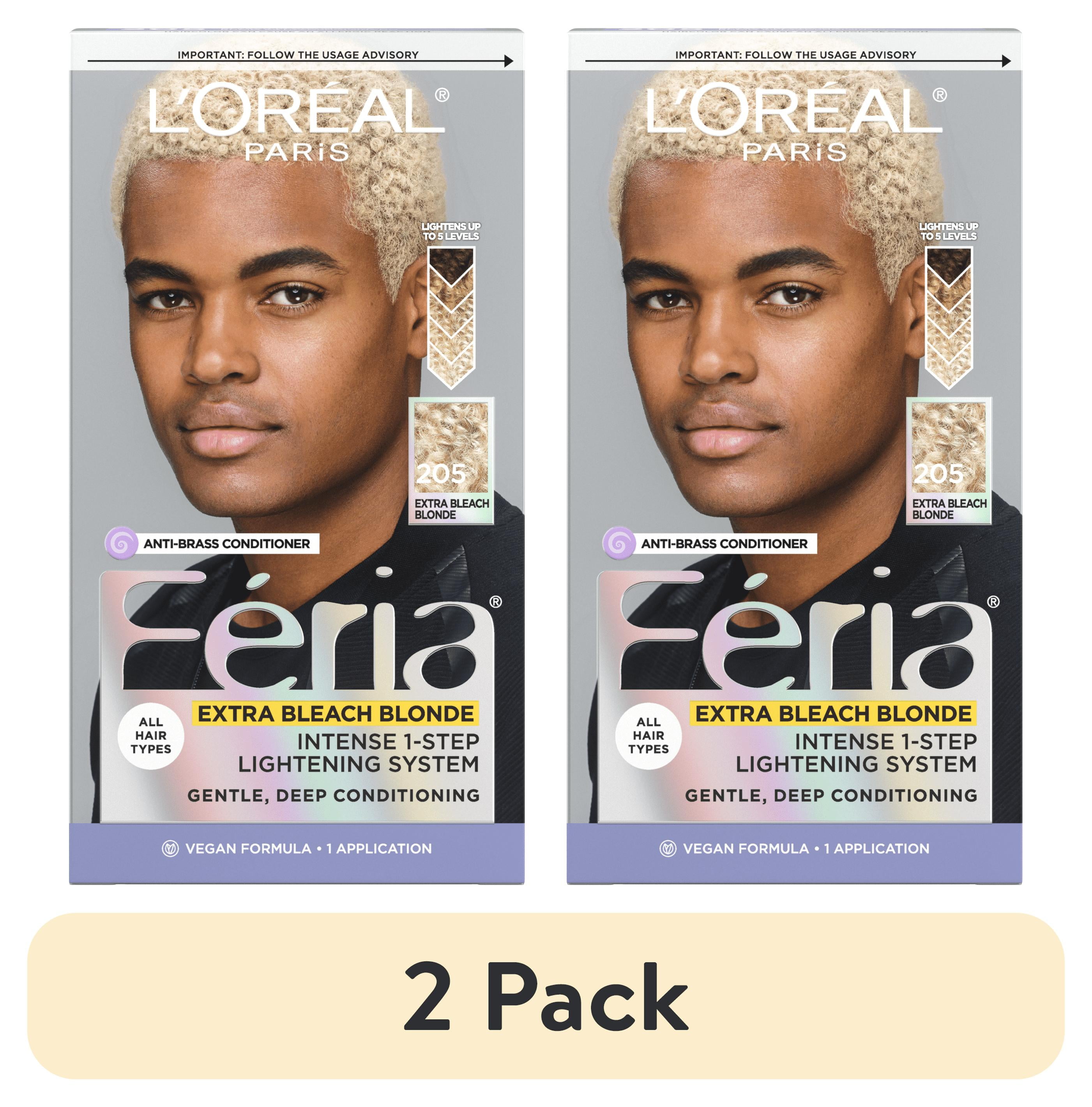 (2 pack) L'Oreal Paris Feria Permanent Hair Color, 205 Bleach Blonding ...