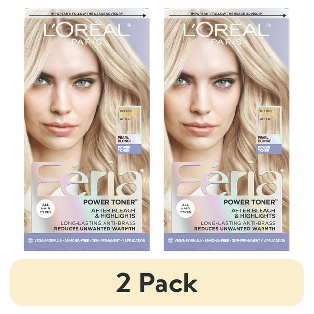 (2 pack) L'Oreal Paris Feria Permanent Hair Color, 9V Pearl Blonde, 1 ...