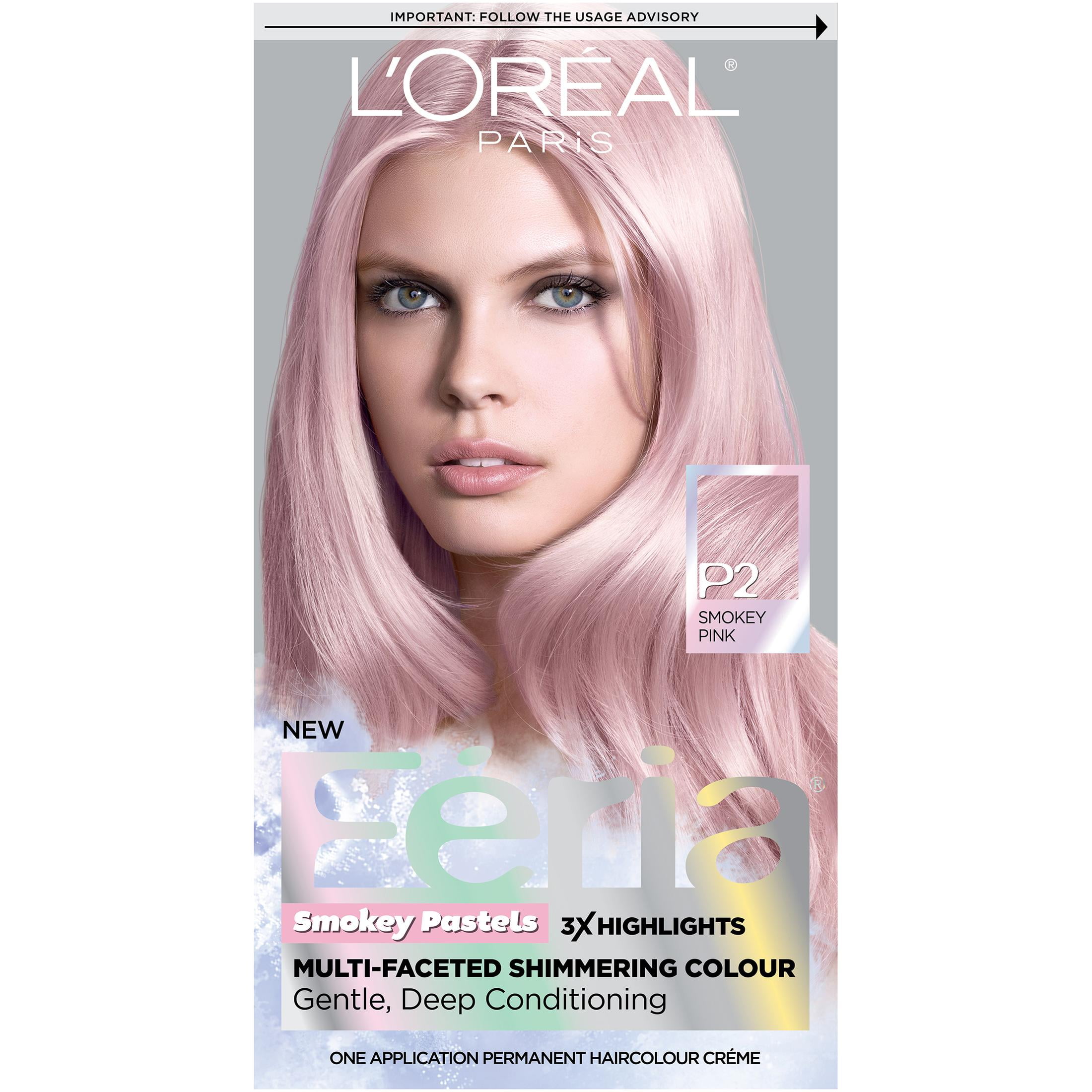 L'Oreal Paris Feria Permanent Hair Color, P2 Rosy Blush Smokey Pink ...