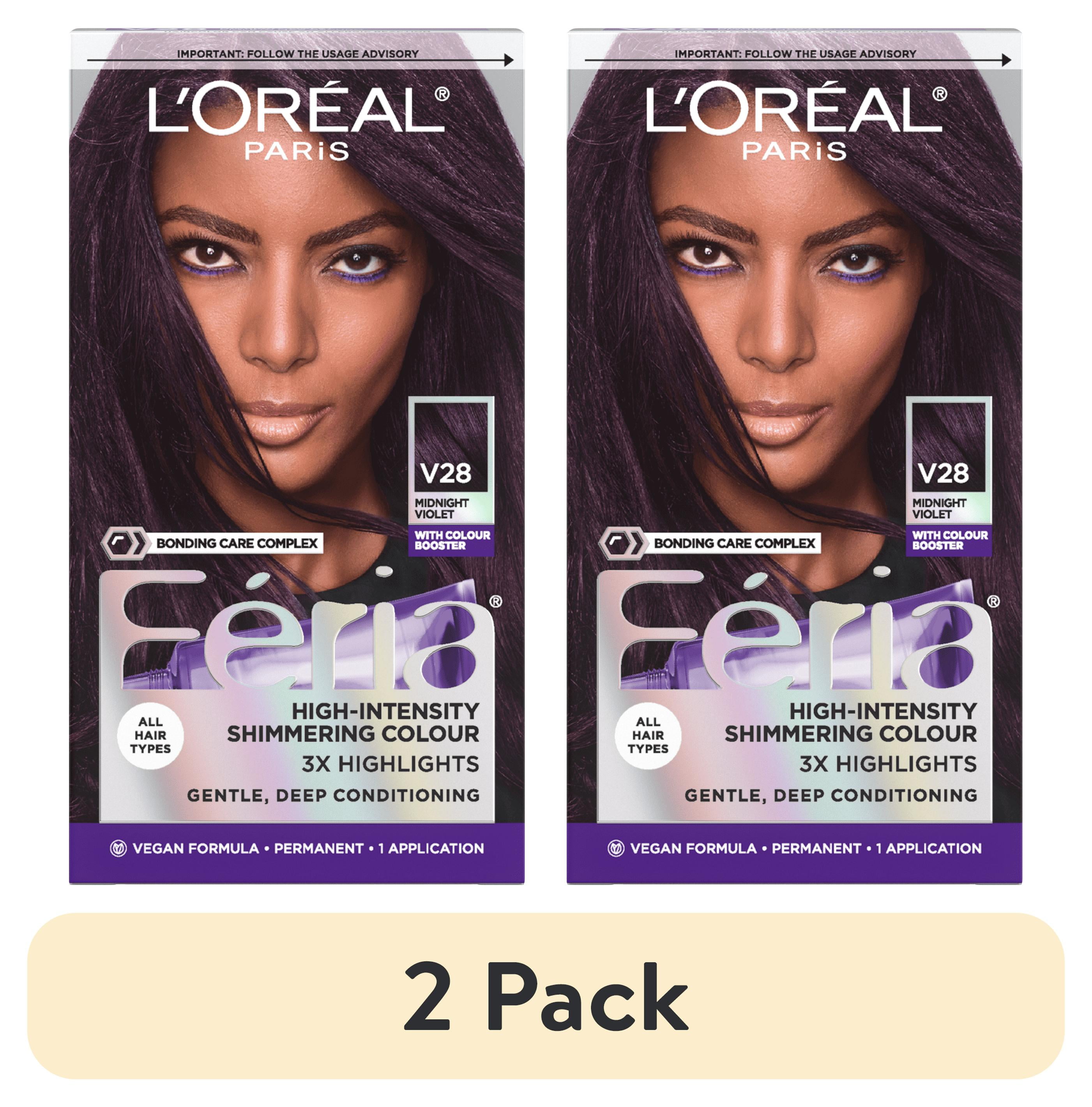 (2 pack) L'Oreal Paris Feria Permanent Hair Color, V28 Midnight Violet ...
