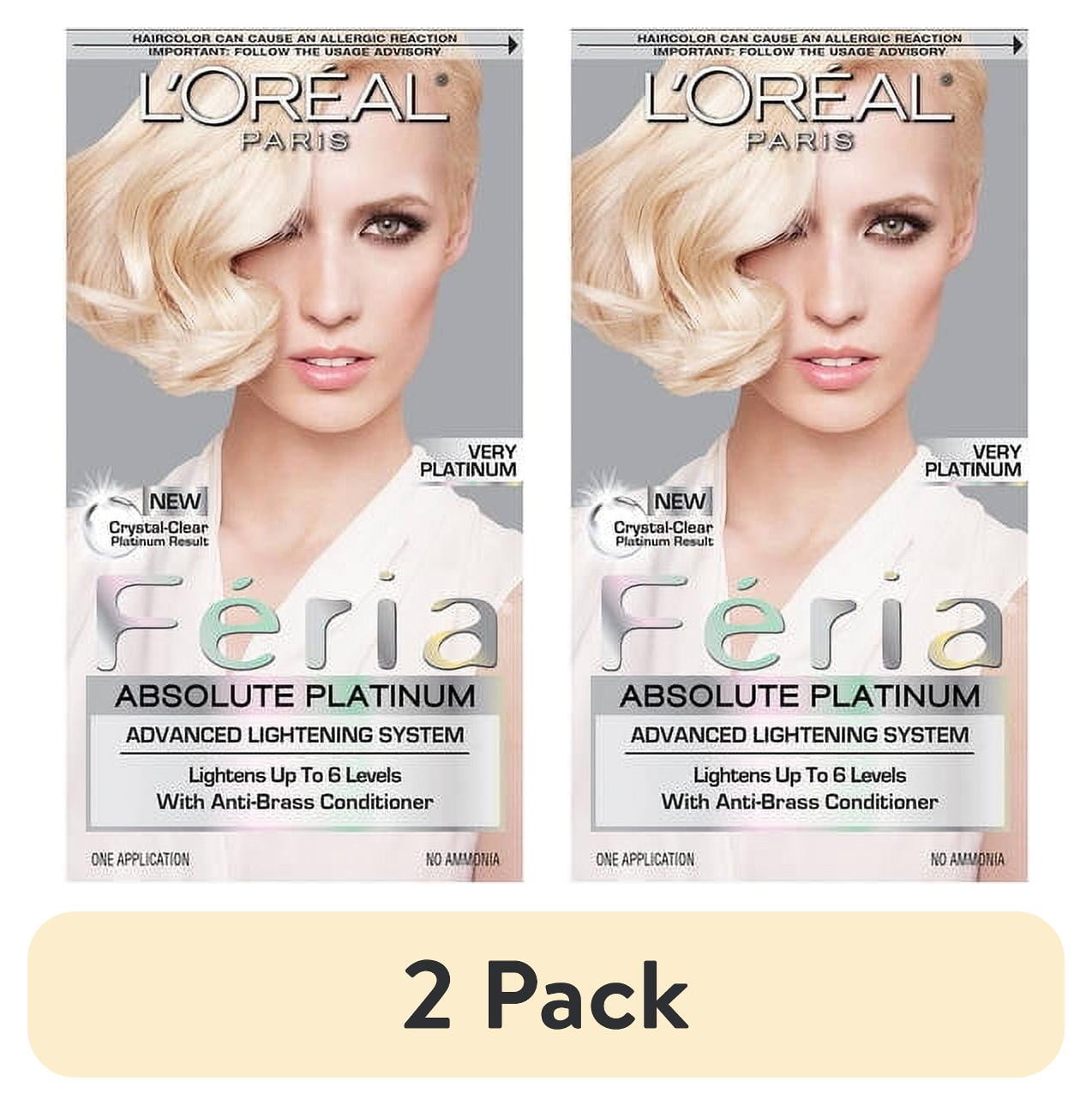 (2 pack) L'Oreal Paris Feria Permanent Hair Color, Very Platinum, 1 Kit ...