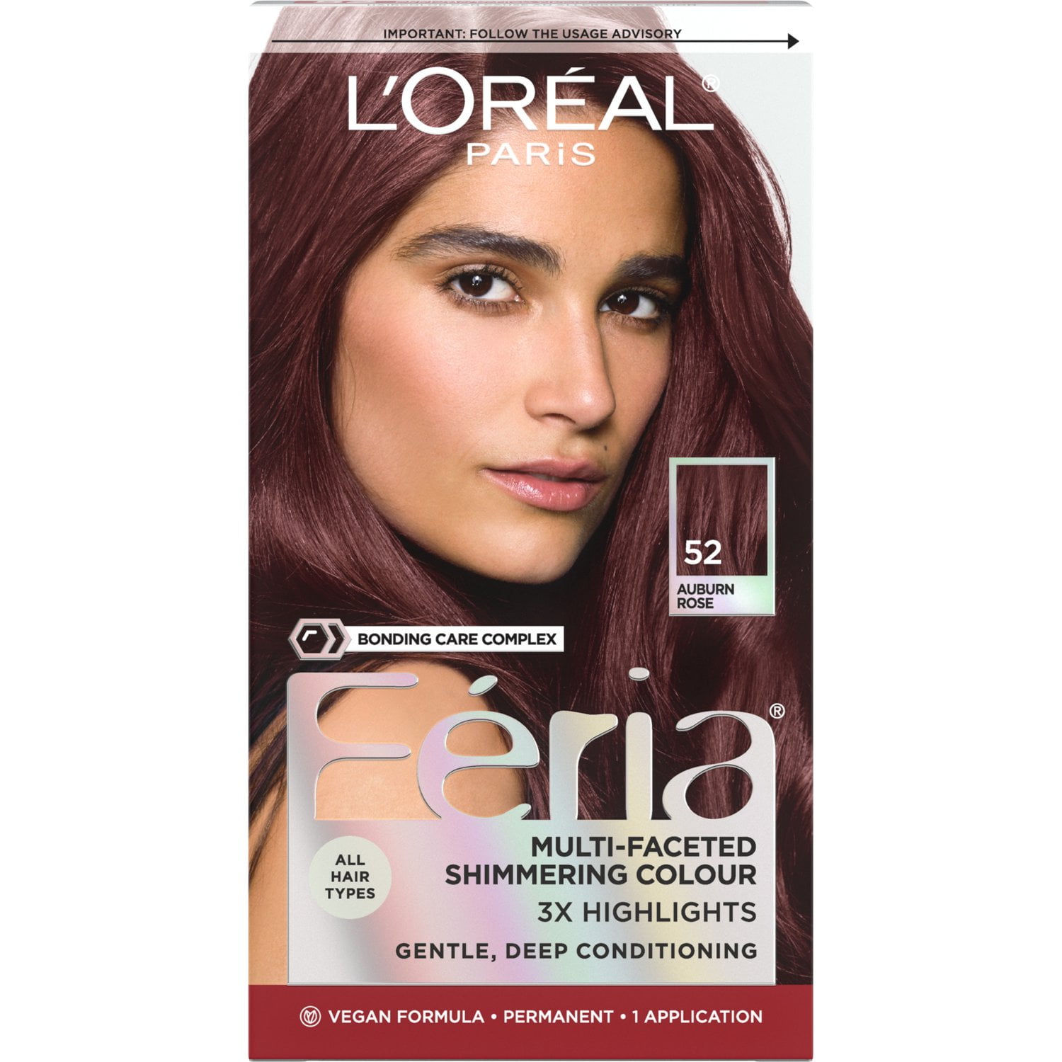 L'Oreal Paris Feria Shimmering Permanent Hair Color, 52 Auburn Rose ...