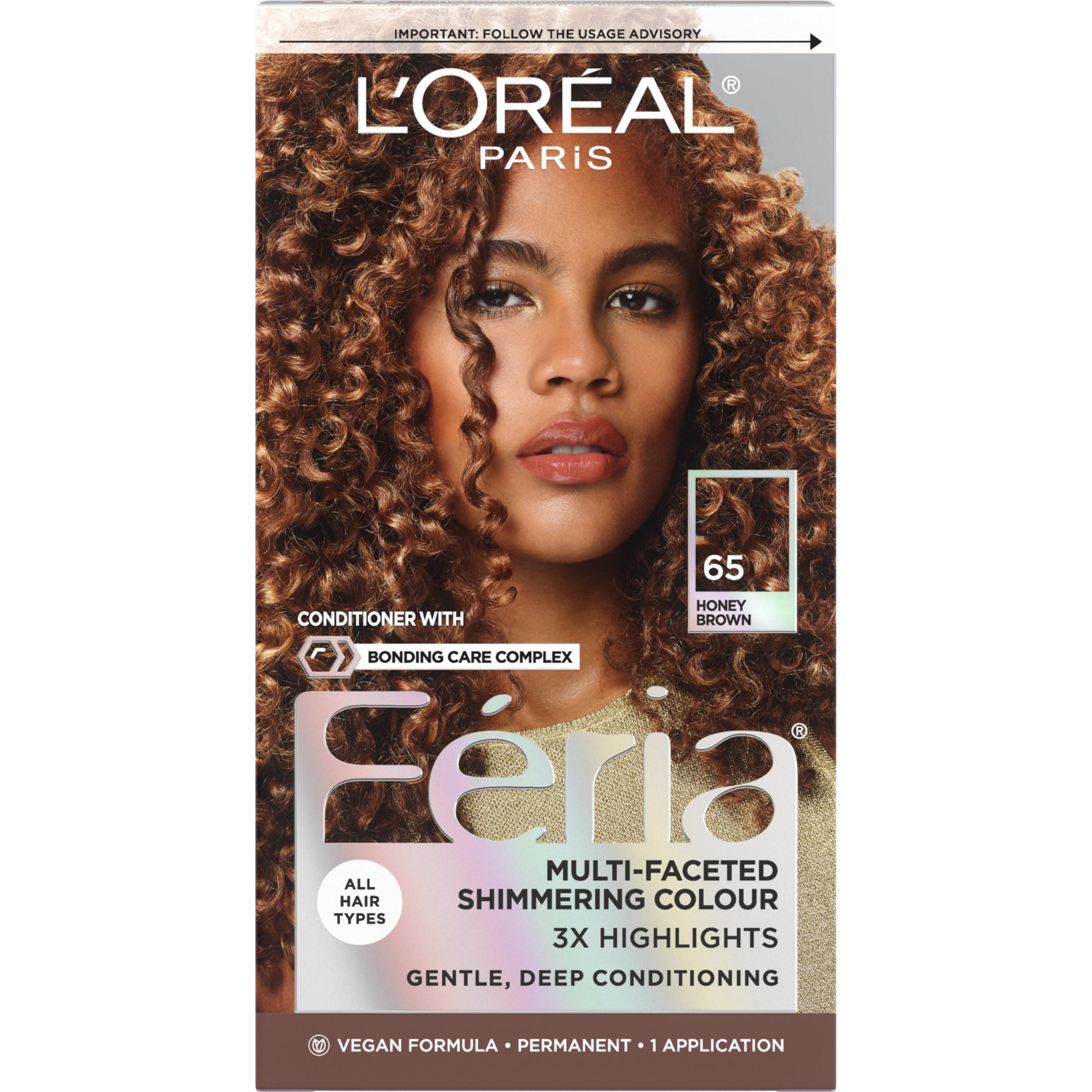 L'Oreal Paris Feria Shimmering Permanent Hair Color, 65 Honey Brown, 1 Kit - Walmart.com