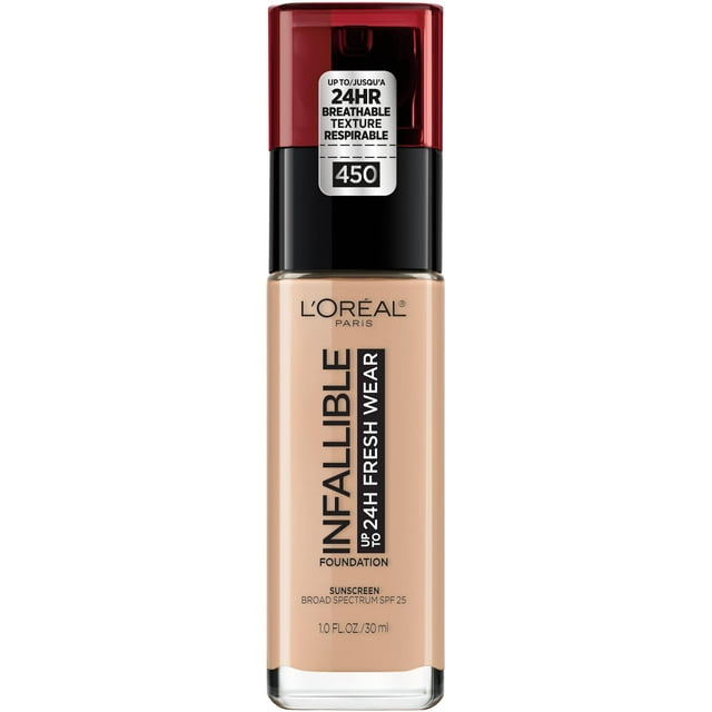 L'Oreal Paris Infallible Fresh Wear 24 Hr Liquid Foundation Makeup, 450 ...
