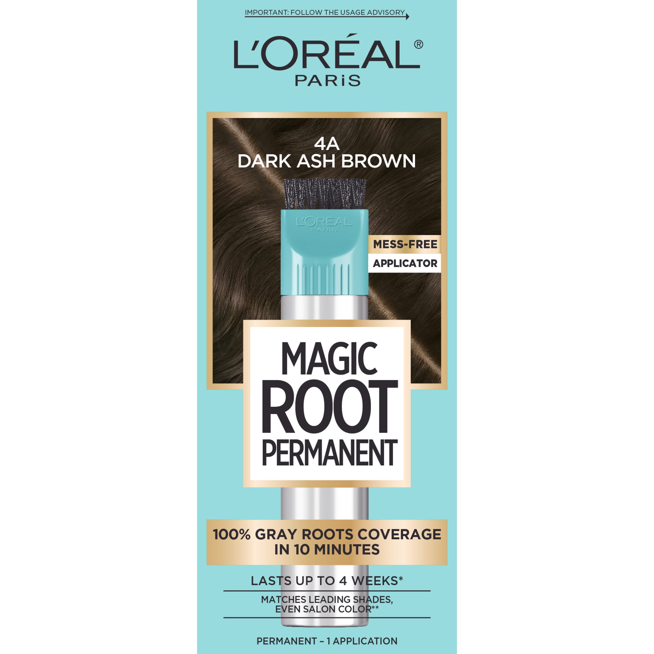 L'Oreal Paris Magic Root Rescue 10 Minute Hair Coloring Kit, 4A Dark ...