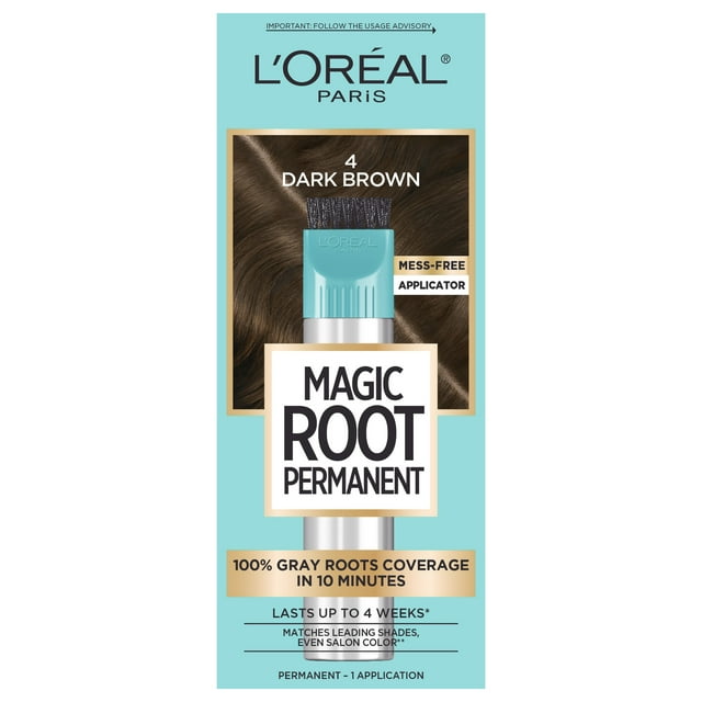 L'Oreal Paris Magic Root Rescue 4 Dark Brown, Permanent Hair Color, 100 ...