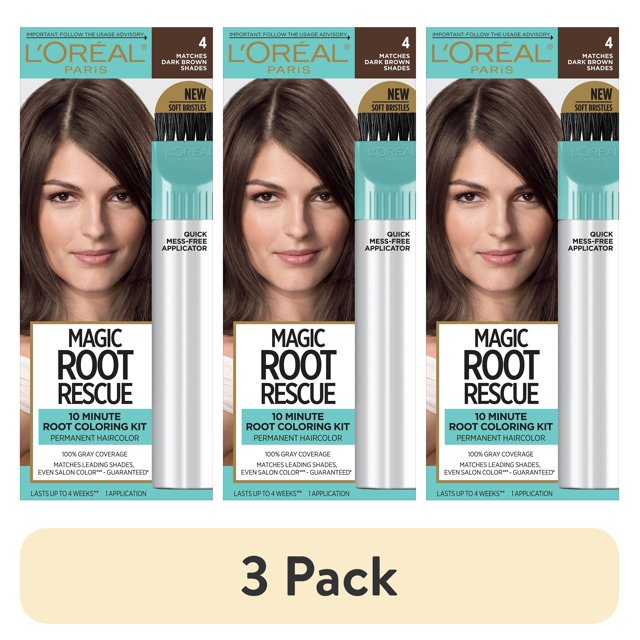(3 pack) L'Oreal Paris Magic Root Rescue 10 Minute Root Hair Color, 4 ...