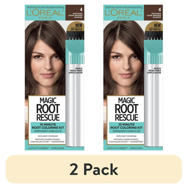 (2 pack) L'Oreal Paris Magic Root Rescue 10 Minute Root Hair Color, 4 ...