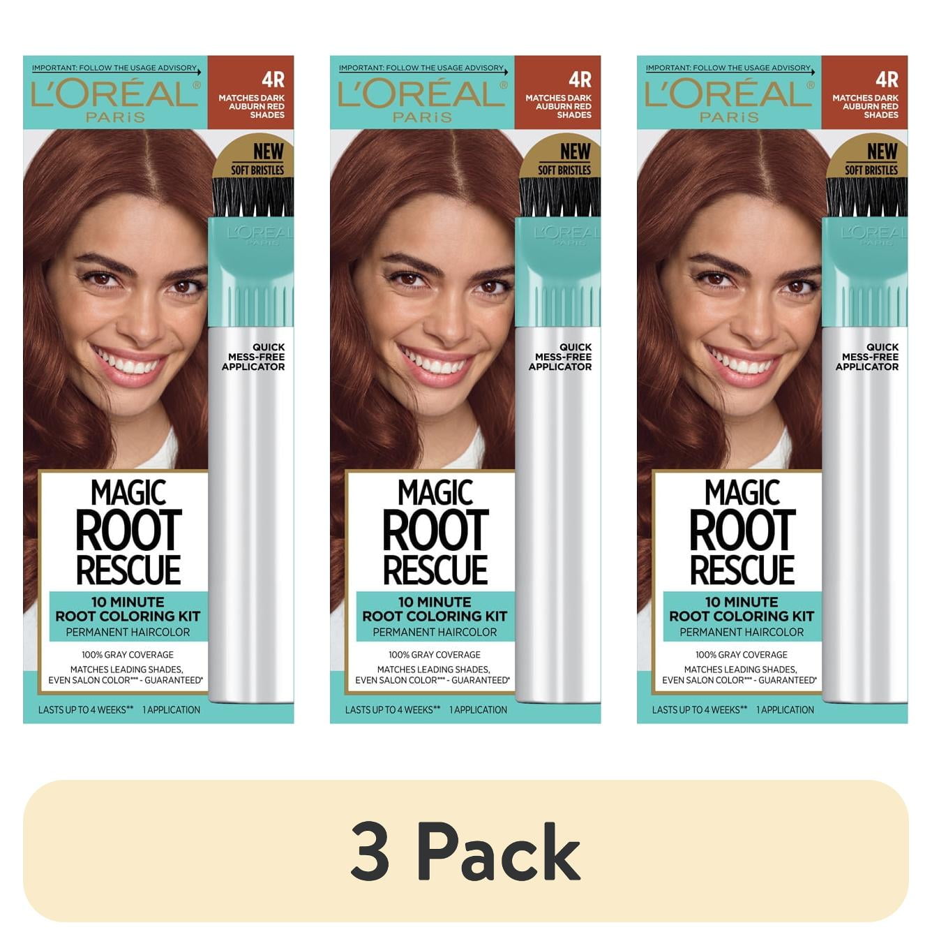 (3 pack) L'Oreal Paris Magic Root Rescue Permanent Hair Color, 4R Dark ...