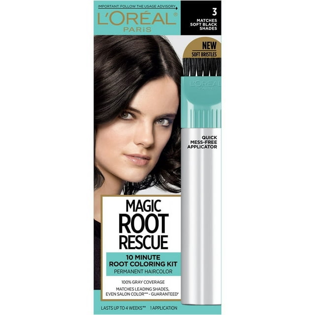 L'Oreal Paris Magic Root Rescue Permanent Hair Coloring, 3 Soft Black ...