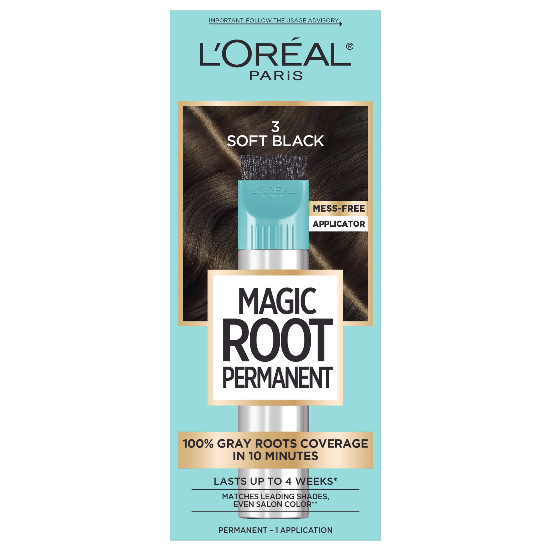L'Oreal Paris Magic Root Rescue Permanent Hair Coloring, 3 Soft Black ...