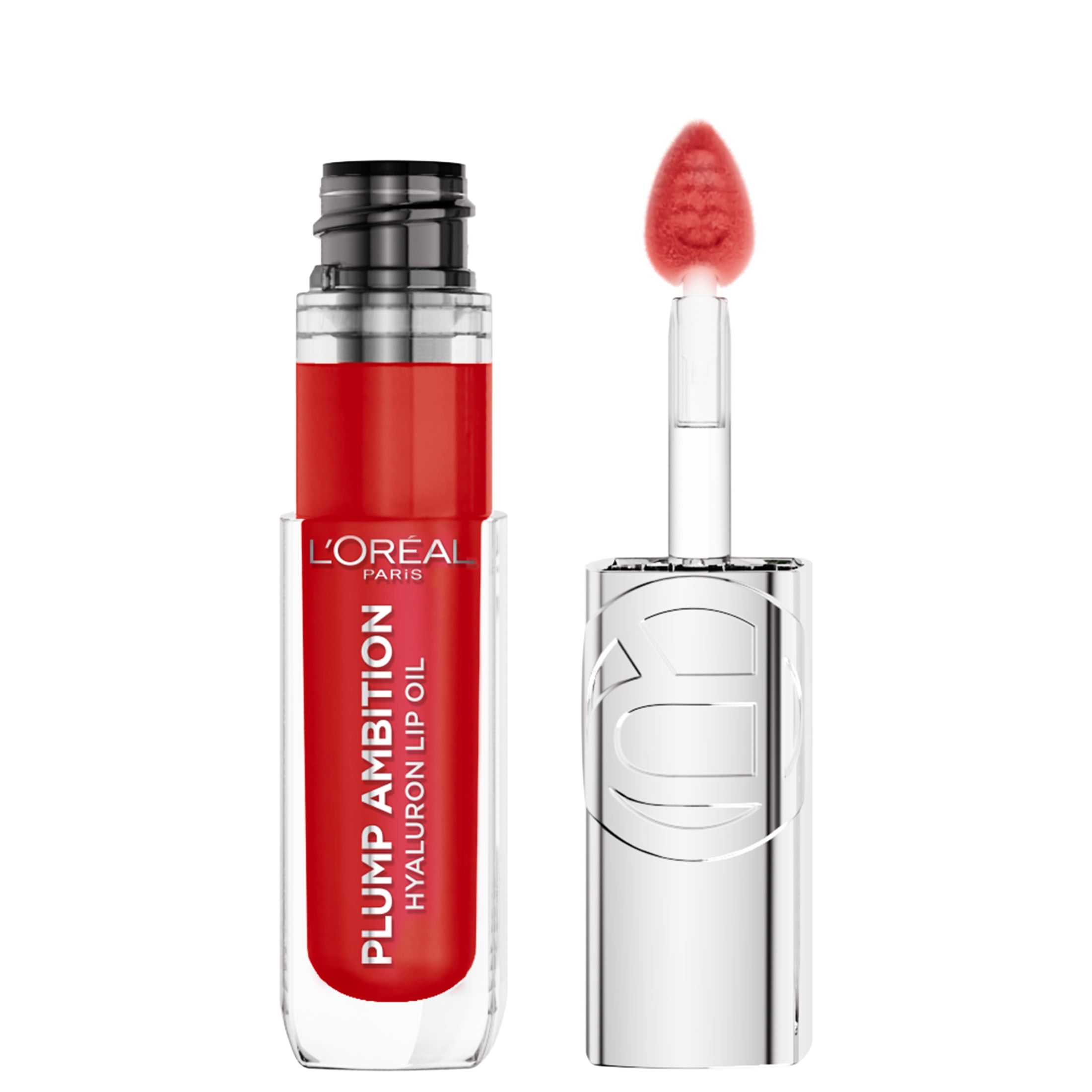 L'Oreal Paris Plump Ambition Hyaluron Lip Oil 24HR Care, Hyaluronic Acid, Rouge in Love, 0.16 fl ...