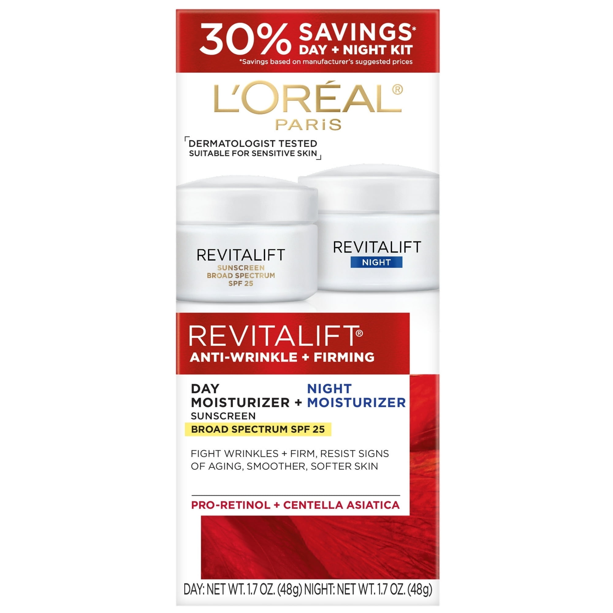 L'Oreal Paris Revitalift Anti-Wrinkle Skincare Set, Day Moisturizer ...