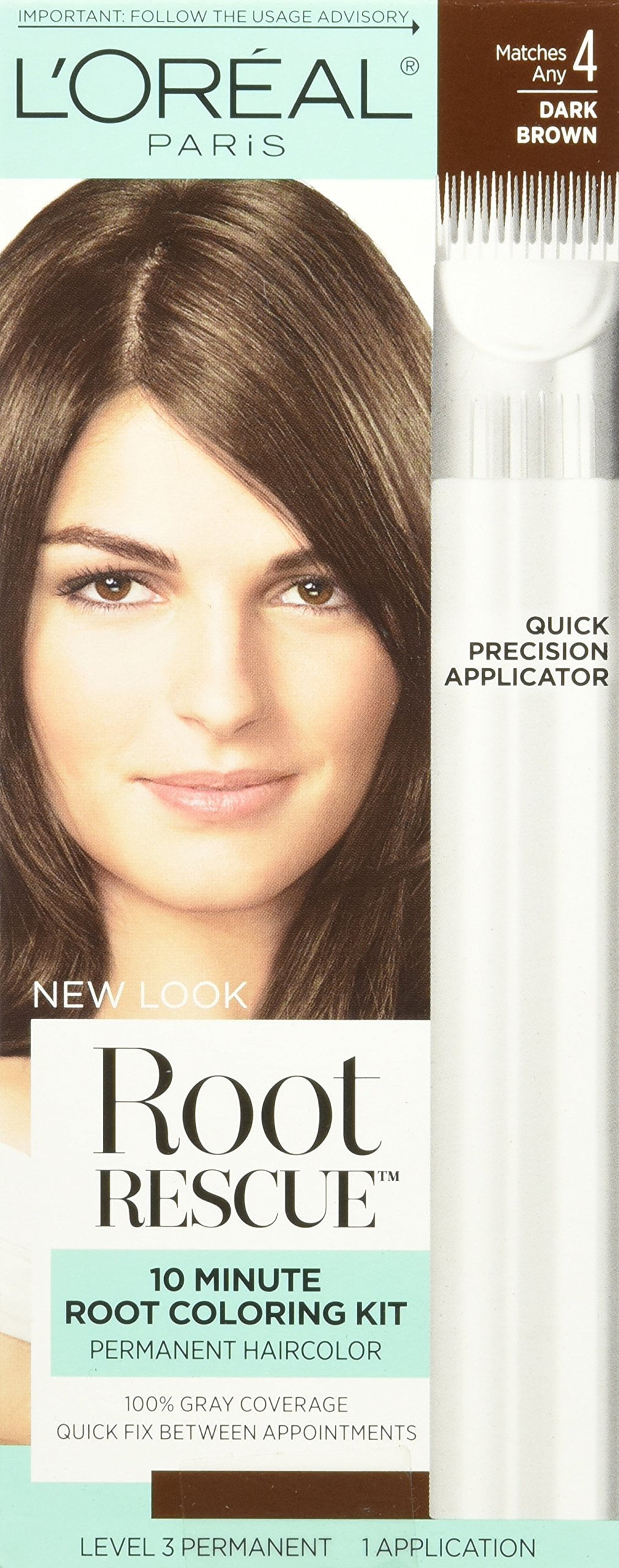 L,Oreal Paris Root Rescue 10 Minute Root Coloring Kit, 4 Dark Brown ...