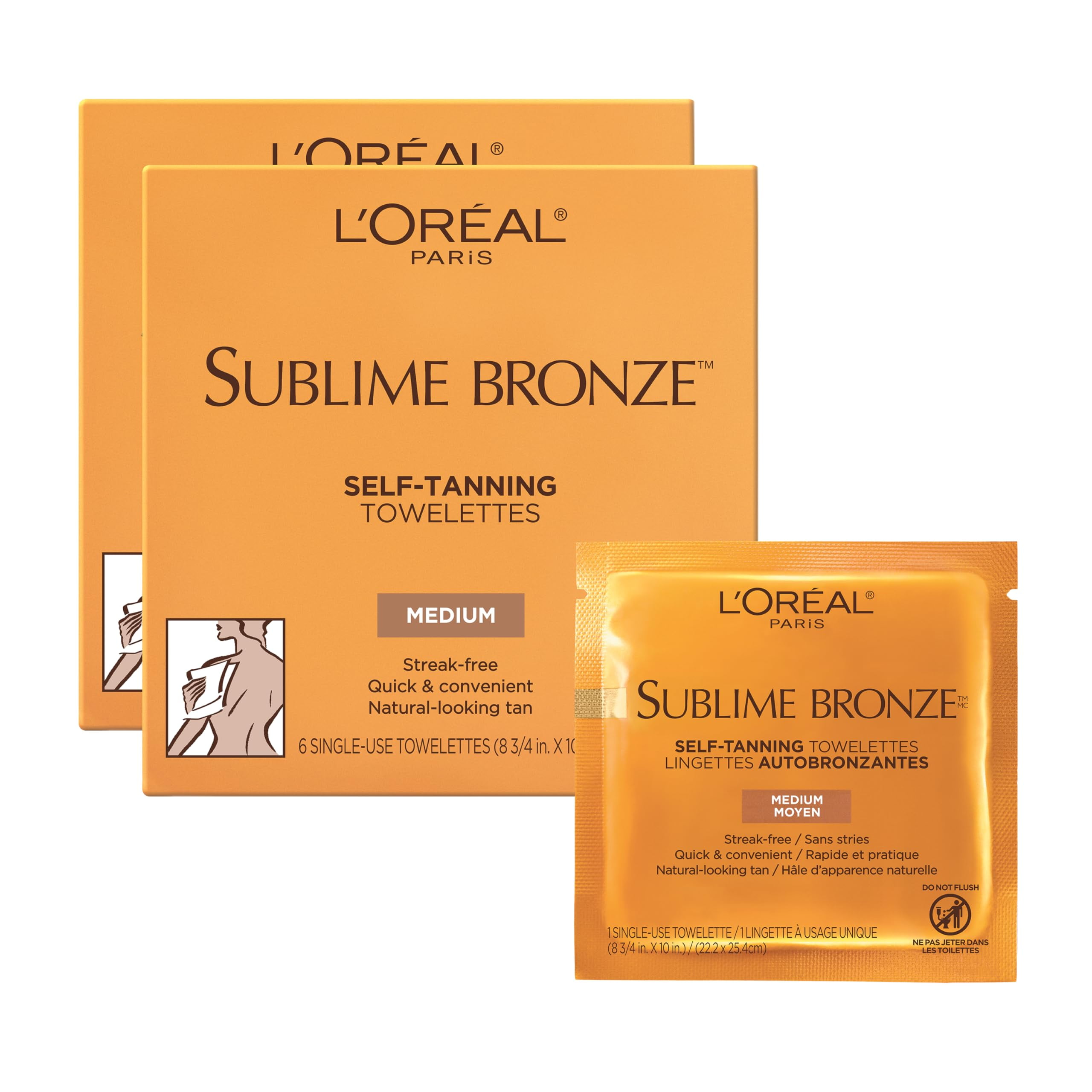 L'Oreal Paris Sublime Bronze Self Tanning Towelettes, Streak-Free ...