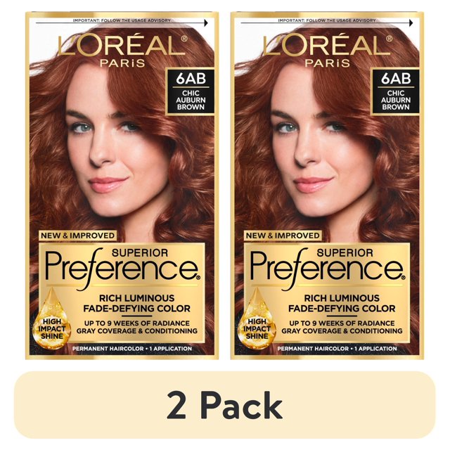(2 pack) L'Oreal Paris Superior Preference Permanent Hair Color, 6AB ...
