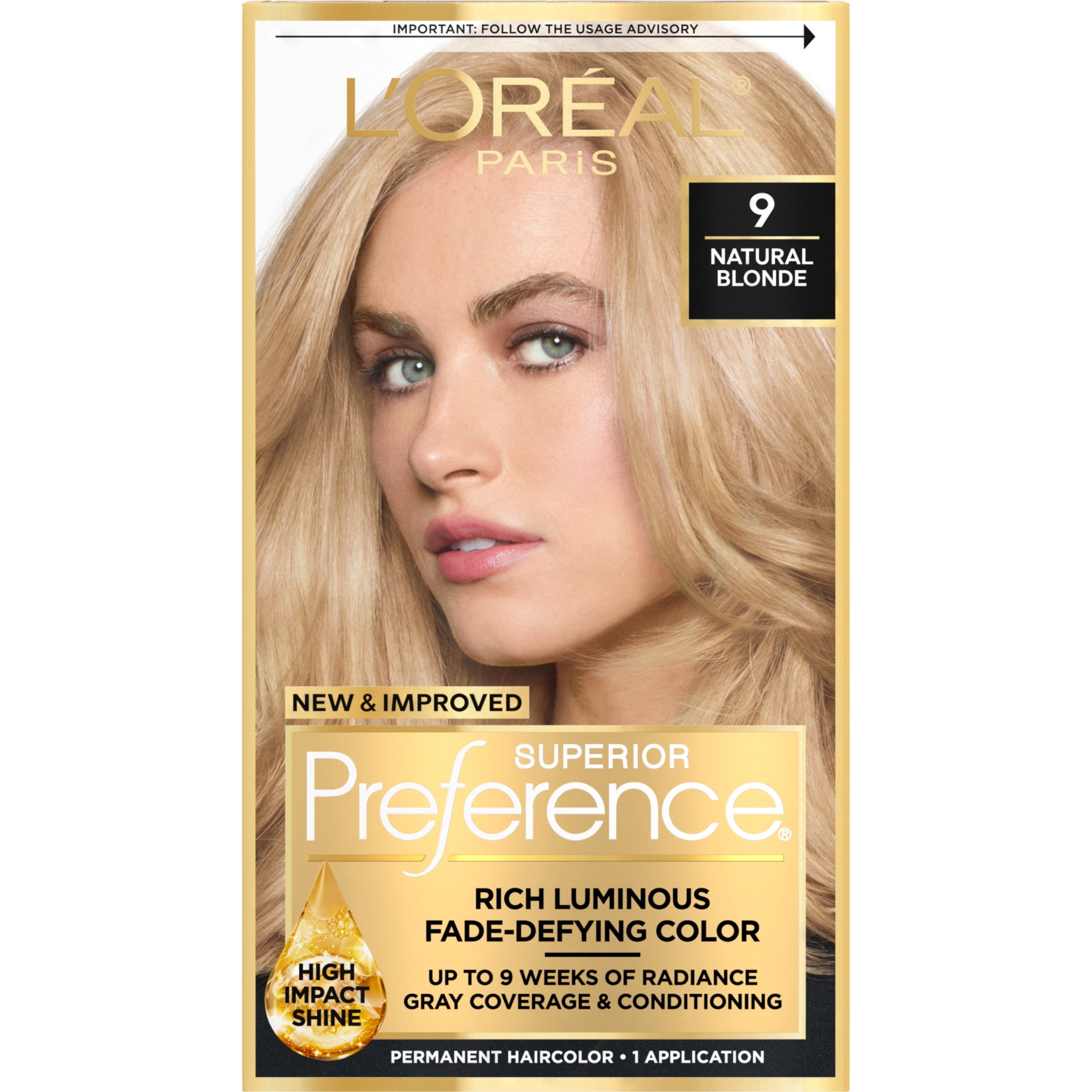L'Oreal Paris Superior Preference Hair Color, 9 Blonde, Permanent Fade ...