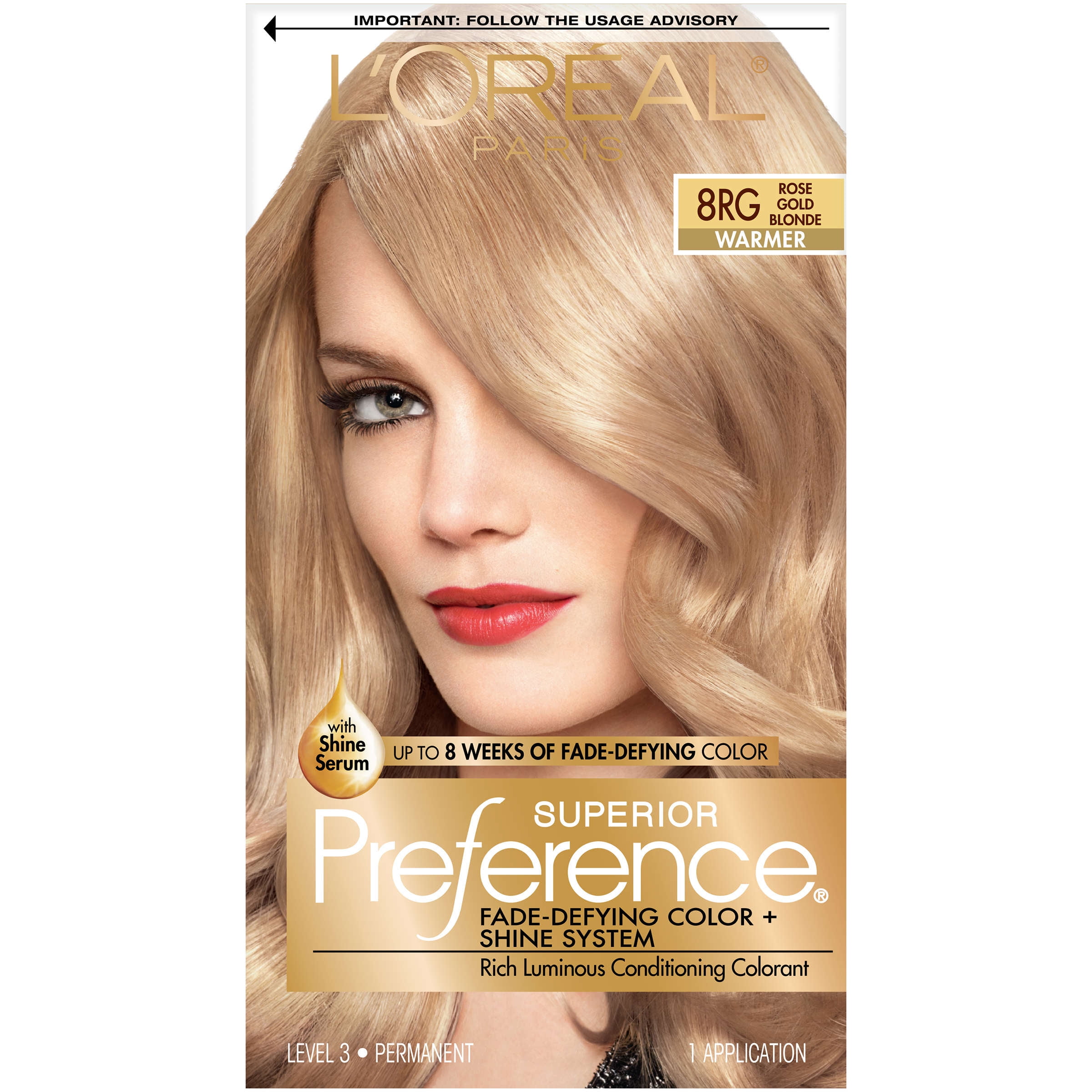 L Oreal Paris Superior Preference Fade Defying Shine Permanent Hair Color 8RG Rose Gold 1 kit