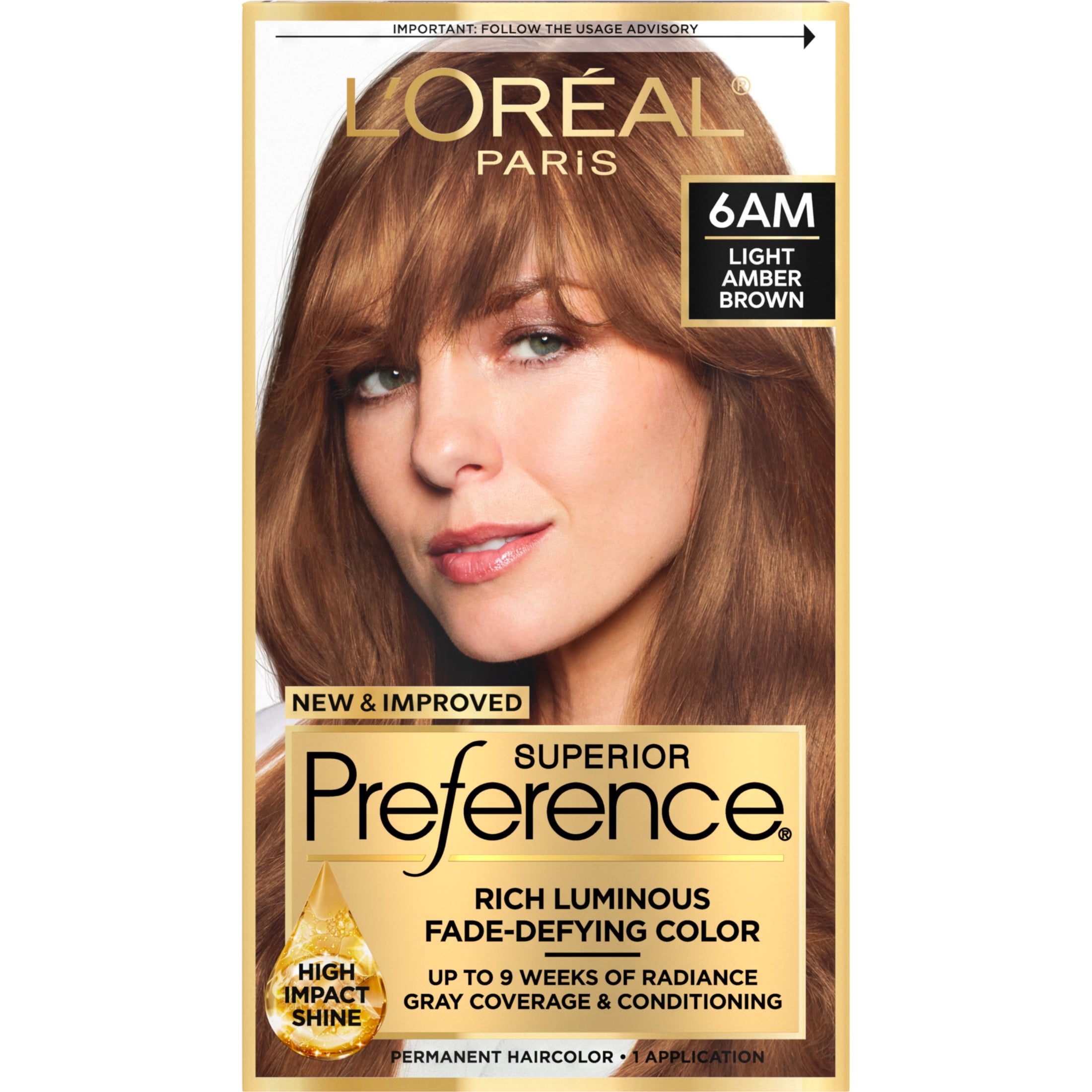 L'Oreal Paris Superior Preference Permanent Hair Color, 6AM Light Amber ...