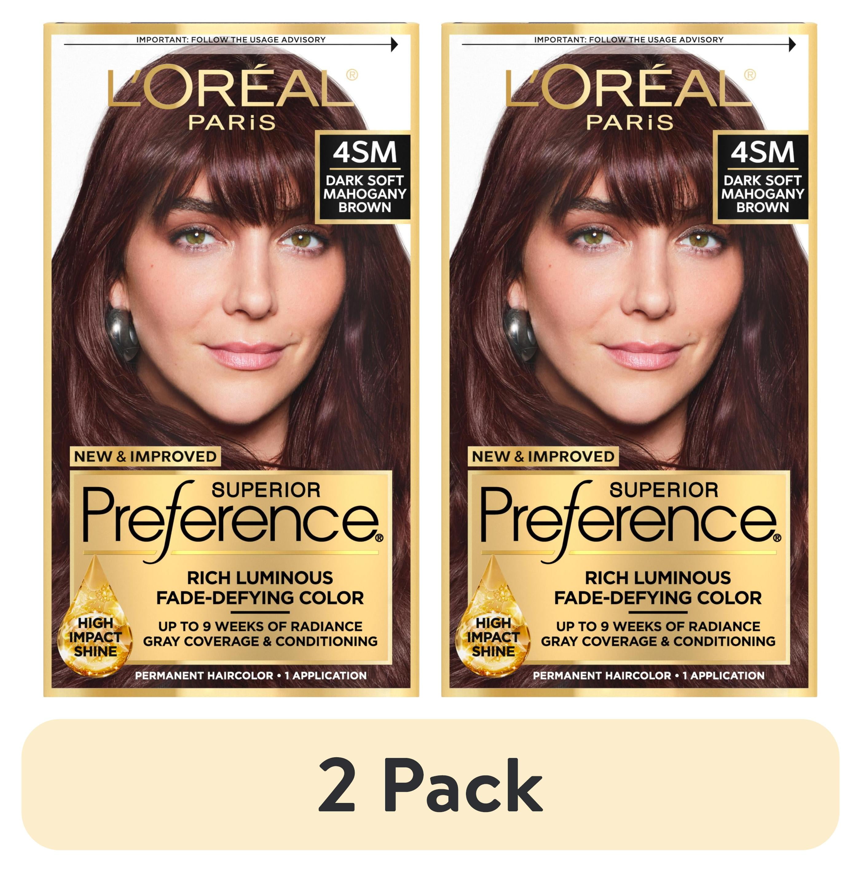 (2 pack) L'Oreal Paris Superior Preference Permanent Hair Color, 4SM ...