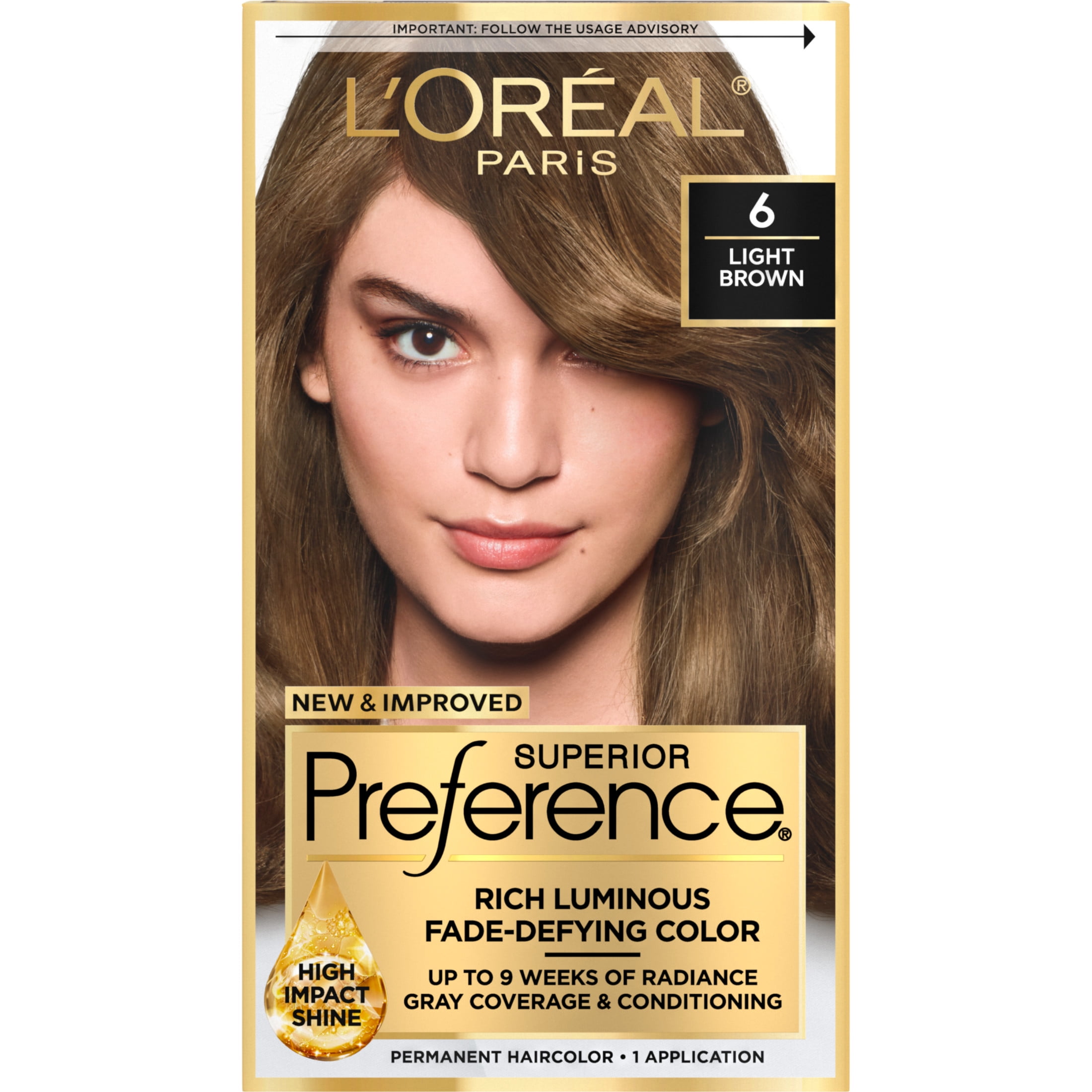 L'Oreal Paris Superior Preference Permanent Hair Color, 6 Light Brown ...