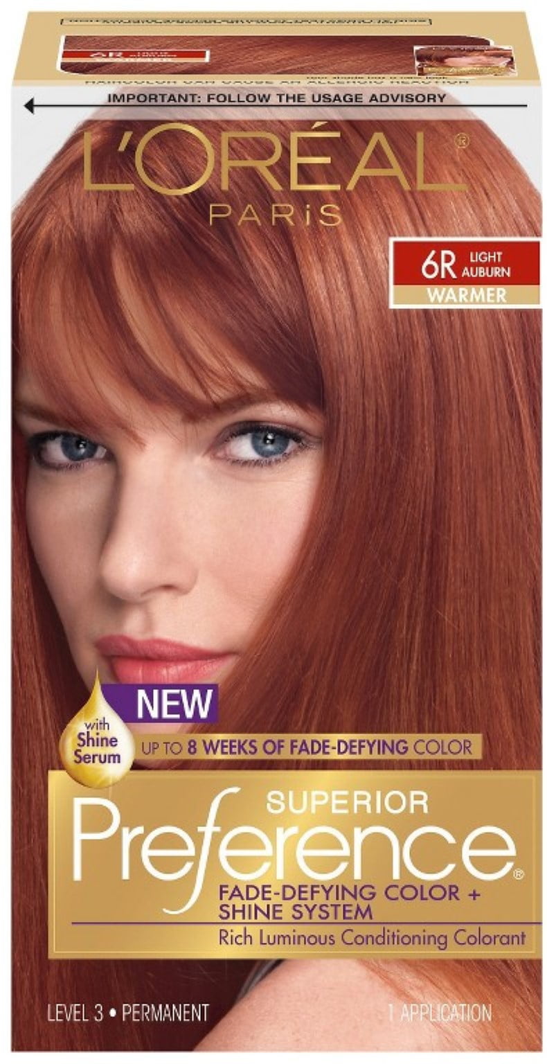 L'Oreal Superior Preference 6R Light Auburn, Long Lasting Permanent ...