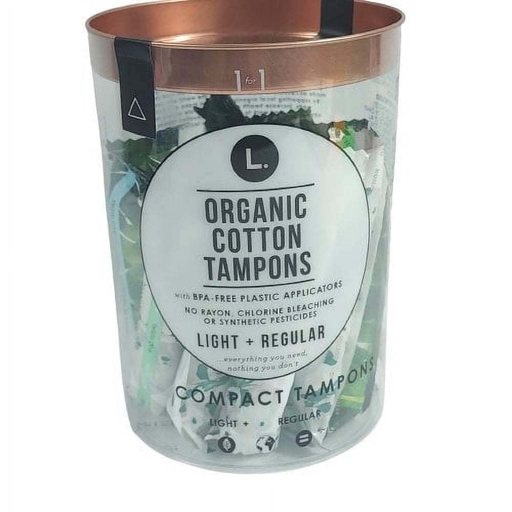 L. Organic Cotton Compact Tampons, 5ct Light and 10ct Regular HSA/FSA ...