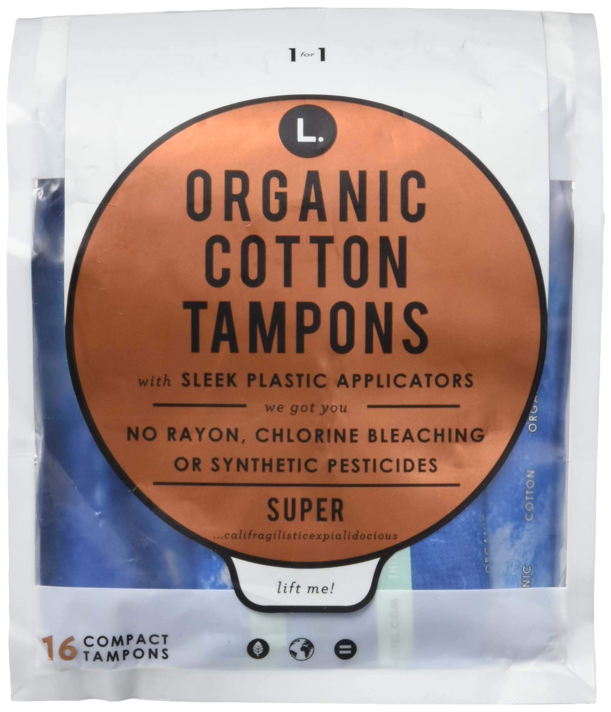 L. Organic Cotton Super Absorbency Compact Tampons 16 Count, 16 Count ...
