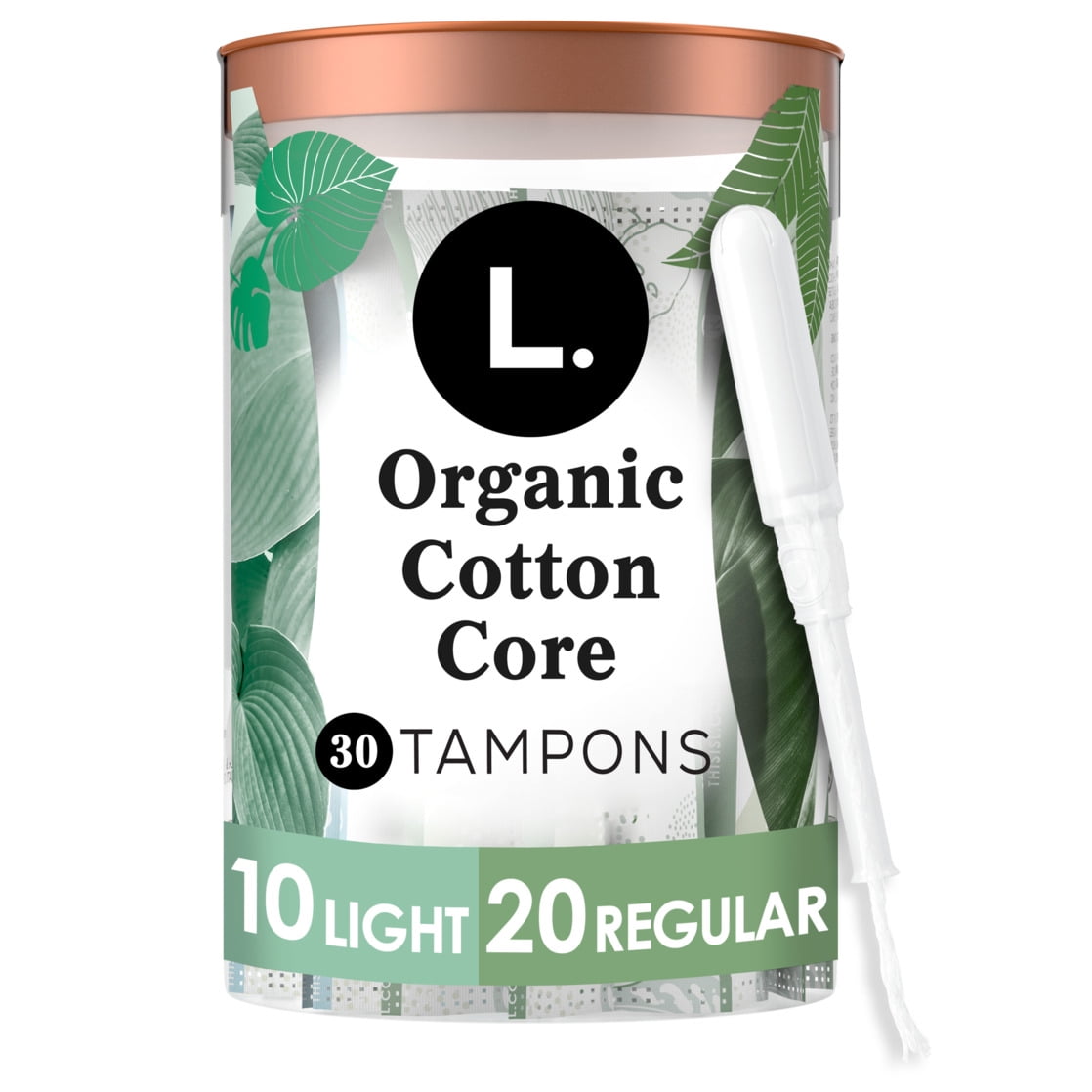 L. Tampons Light/Regular Absorbency, Made with Organic Cotton, 30 Count ...