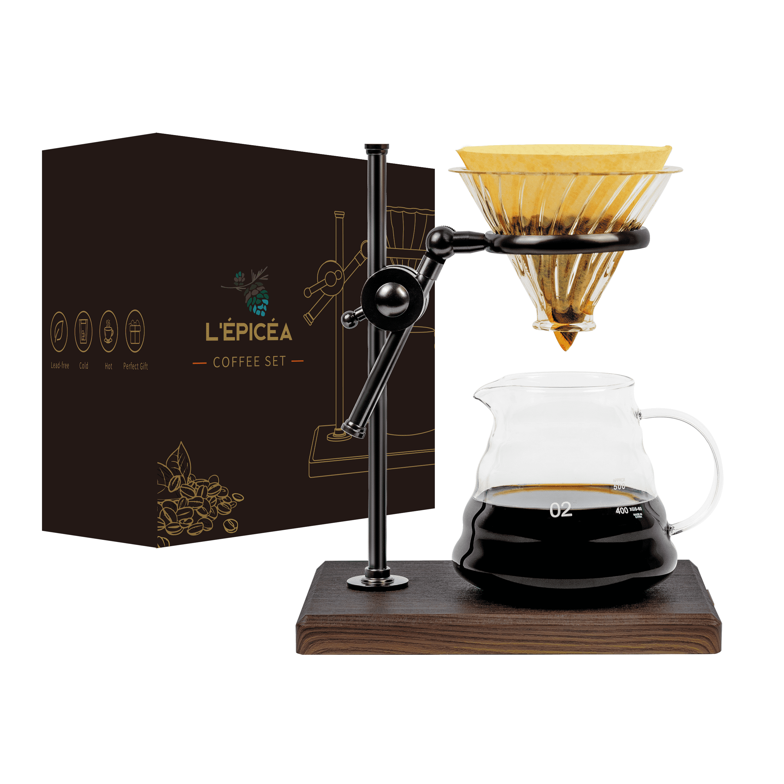 L'ÉPICÉA Pour Over Coffee Maker Set, Pour Over Coffee Maker with Stand ...