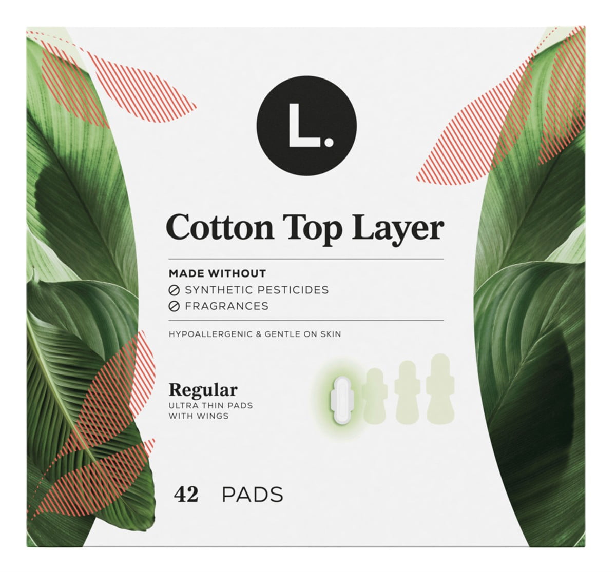 L. Pads Ultra Thin Cotton Top Layer Regular 42 Count Wings (Pack of 2 ...