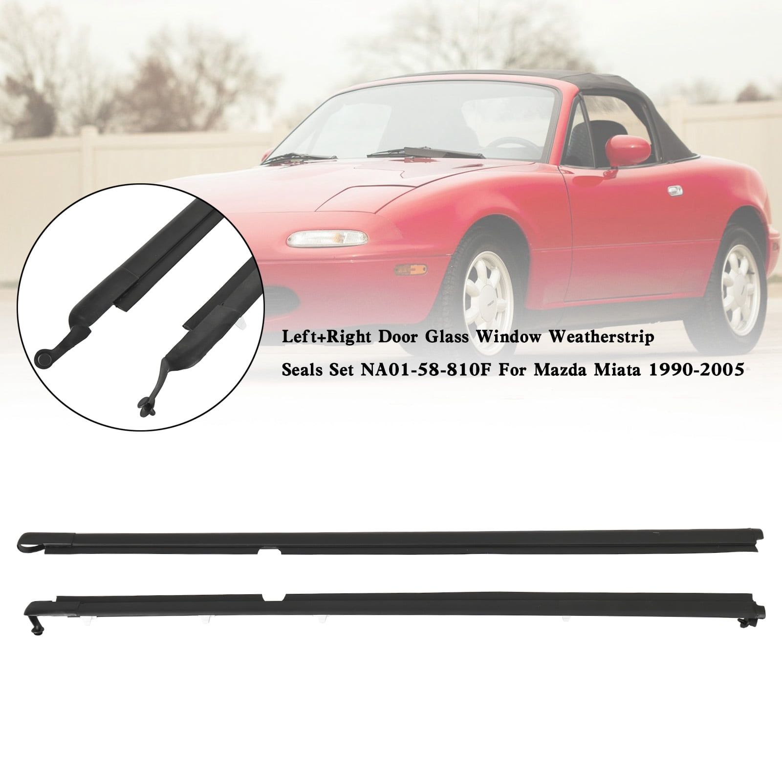 L+R Door Glass Window Weatherstrip Seals Set NA01-58-810F For Miata ...