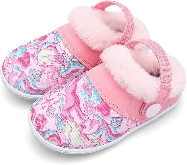 L-Run Kids Fluffy Fuzzy Slippers Boys Girls House Home Slippers with ...