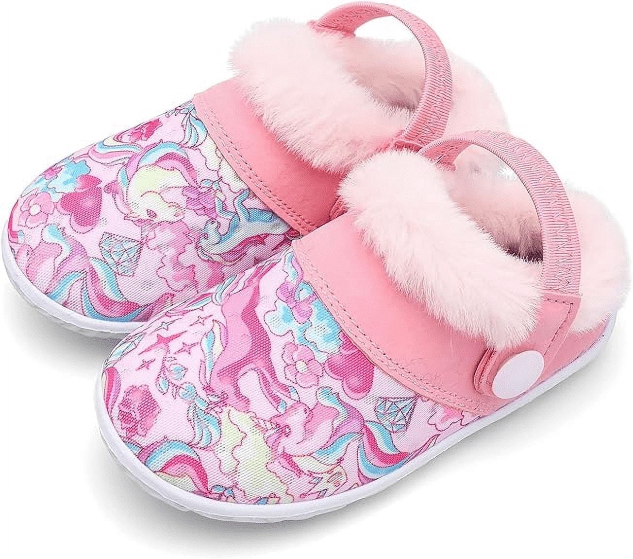 L-Run Kids Fluffy Fuzzy Slippers Boys Girls House Home Slippers with ...