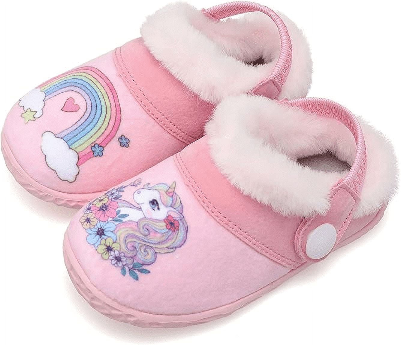 L-Run Kids Fluffy Fuzzy Slippers Boys Girls House Home Slippers with ...
