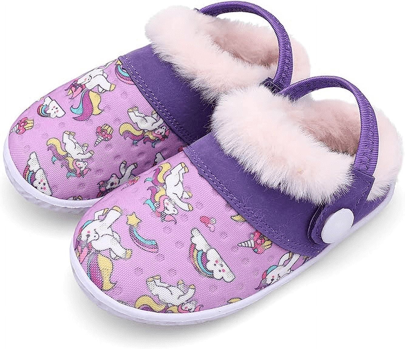 L-Run Kids Fluffy Fuzzy Slippers Boys Girls House Home Slippers with ...