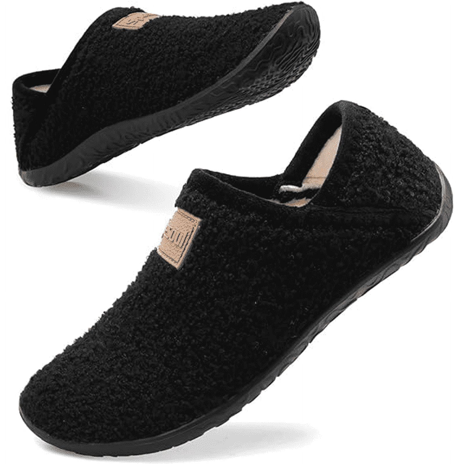 L-RUN Fuzzy House Slippers for Women Men Rubber Sole Indoor Slippers ...
