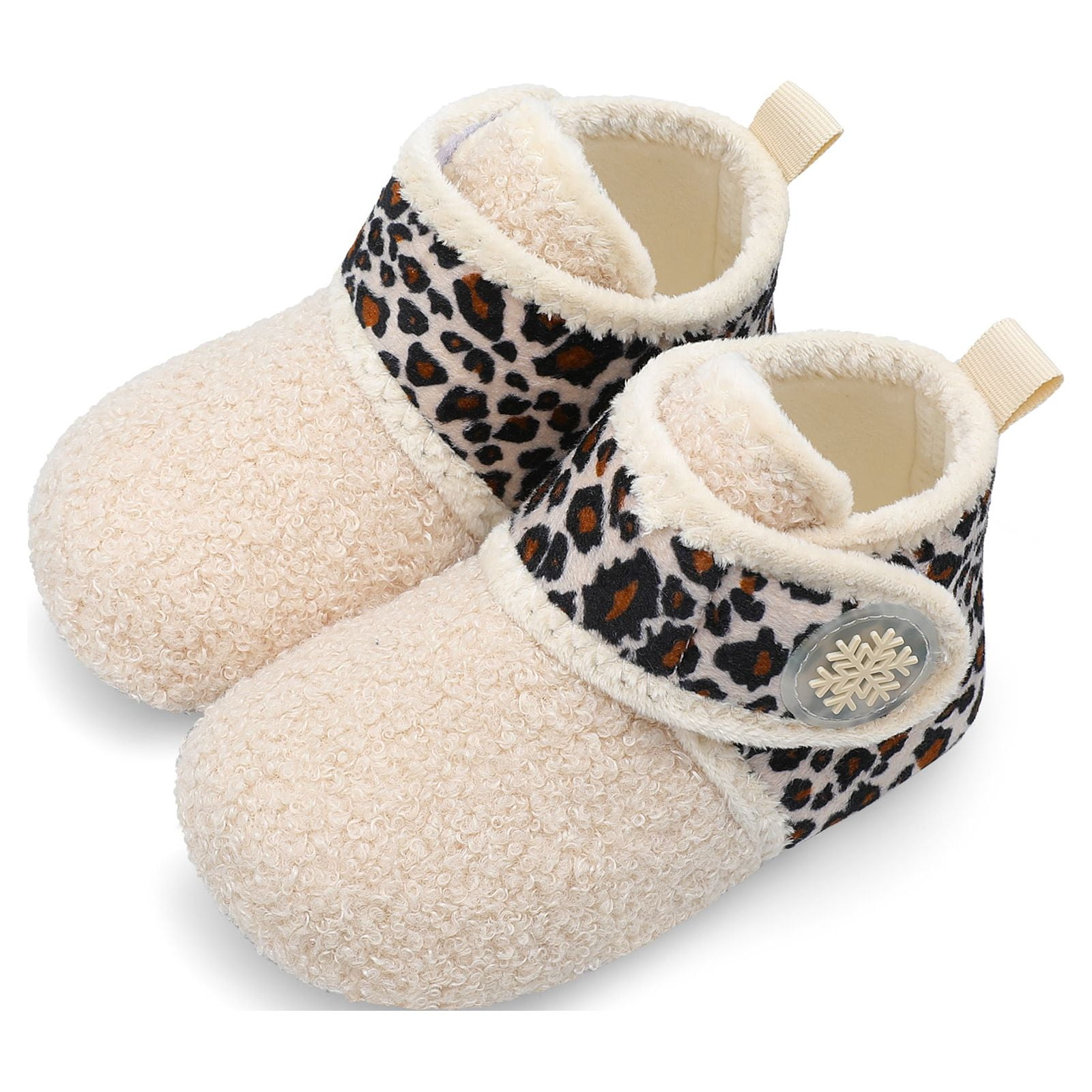 L-RUN Toddler Slippers High Top Winter Boys Girls House Shoes Beige ...