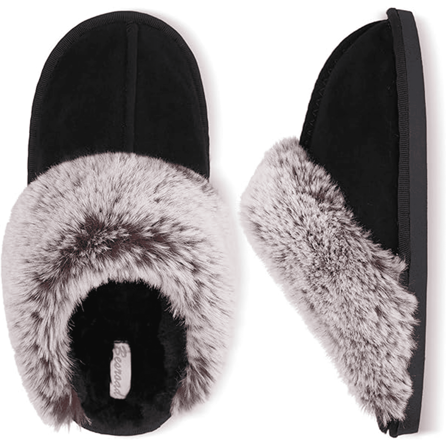 Barerun Winter Fuzzy House Slippers Plush Faux Fur Fluffy Flats ...
